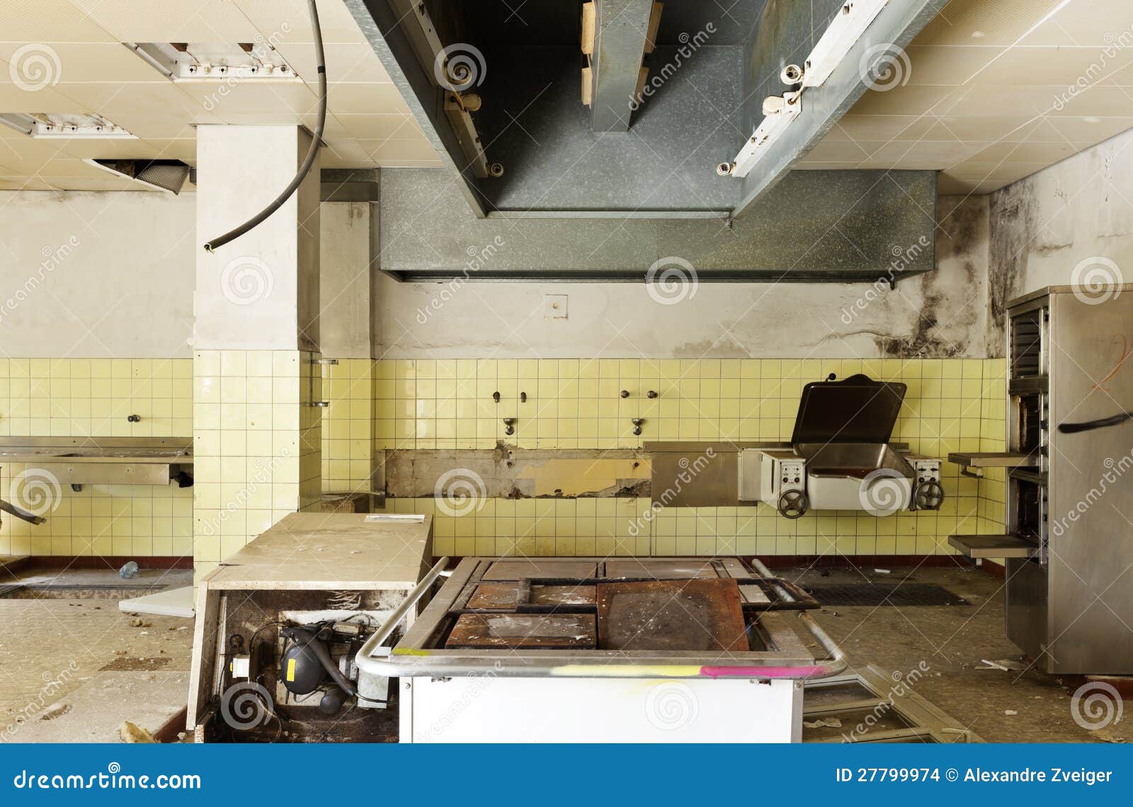 Old kitchen destroyed stock photo. Image of graffito - 27799974