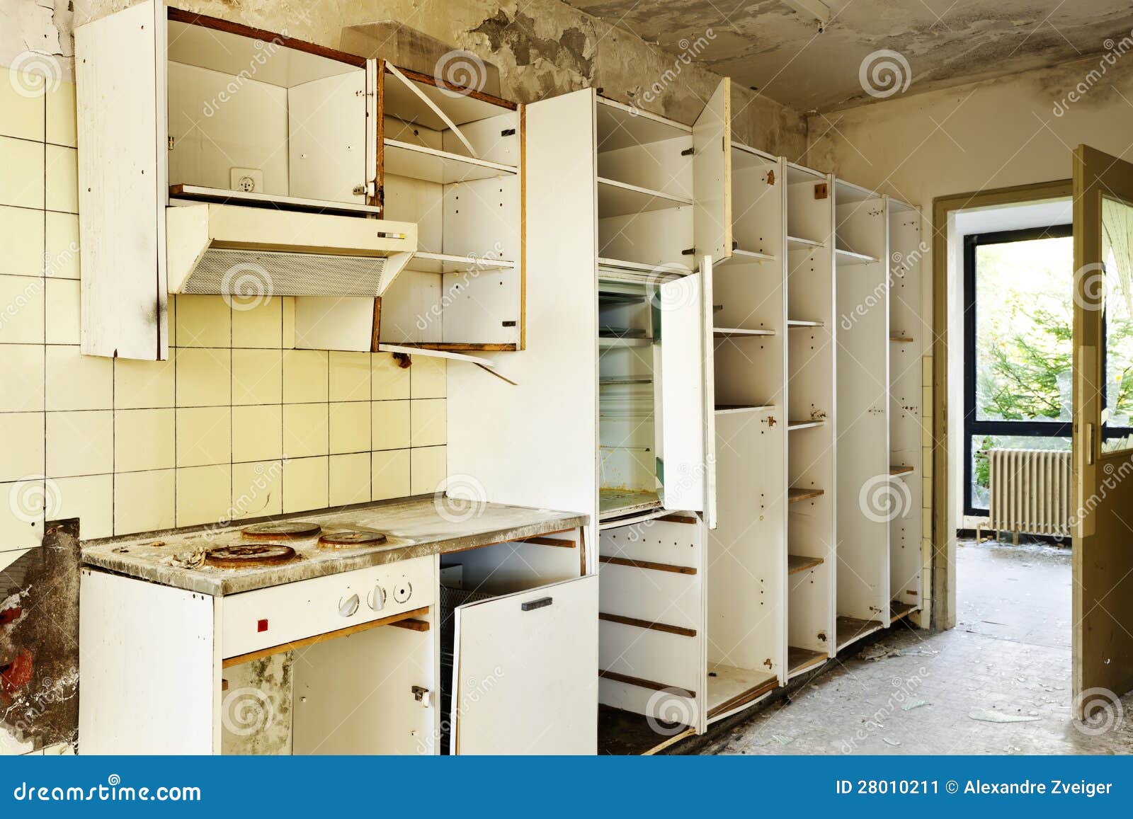 Old kitchen destroyed stock image. Image of demolished - 28010211
