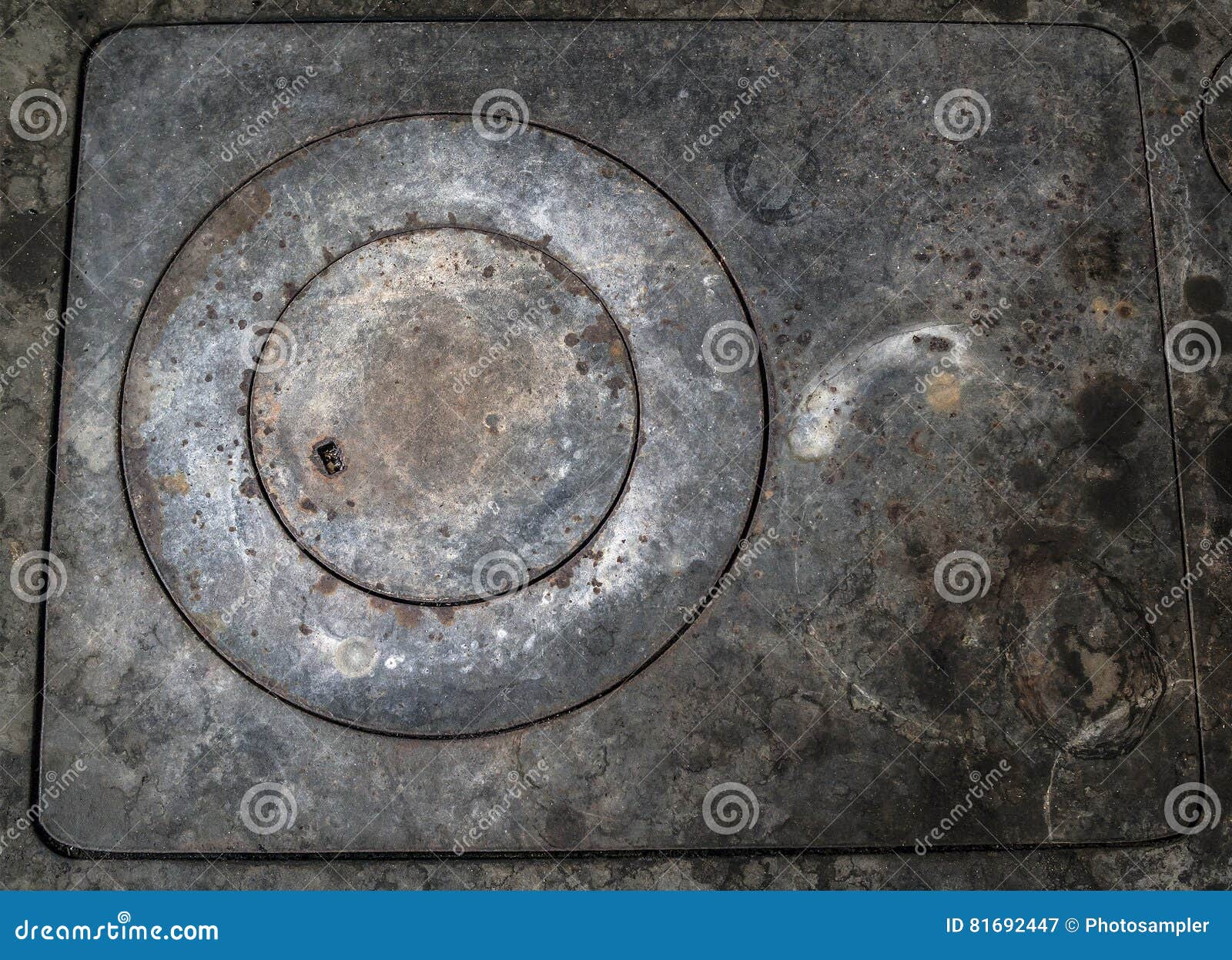 Old kitchen metal plate stock image. Image of heat, kitchen - 81692447