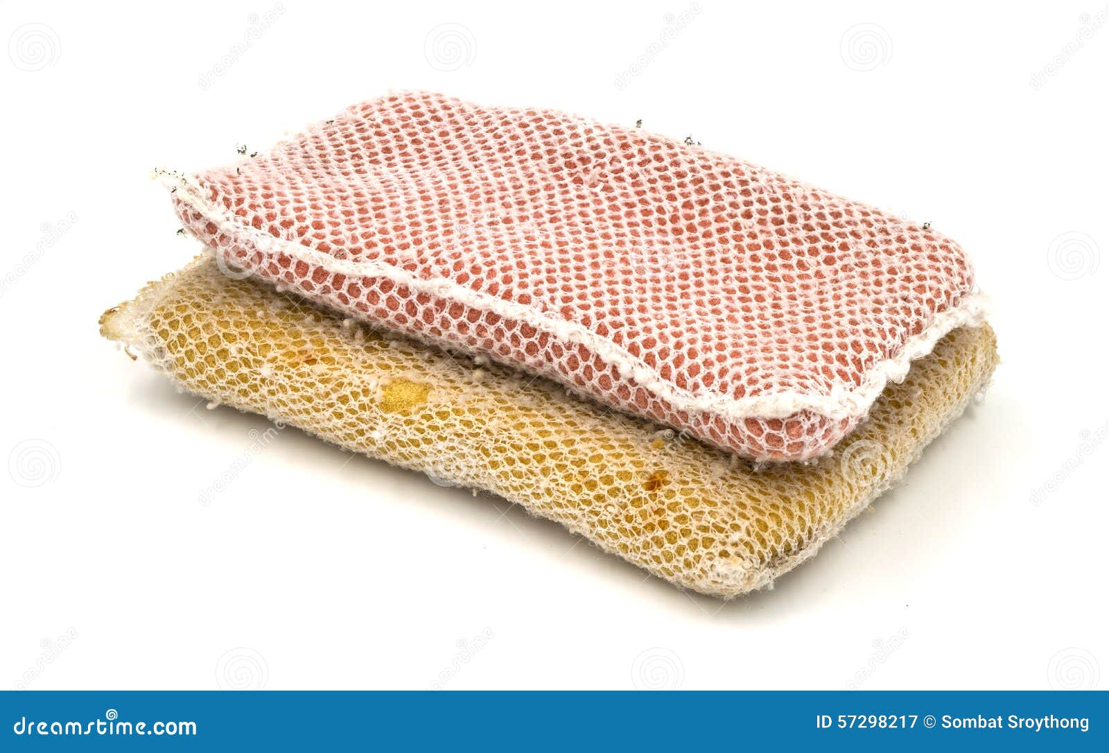 Old Kitchen Sponge on White Background. Stock Image - Image of dirty ...