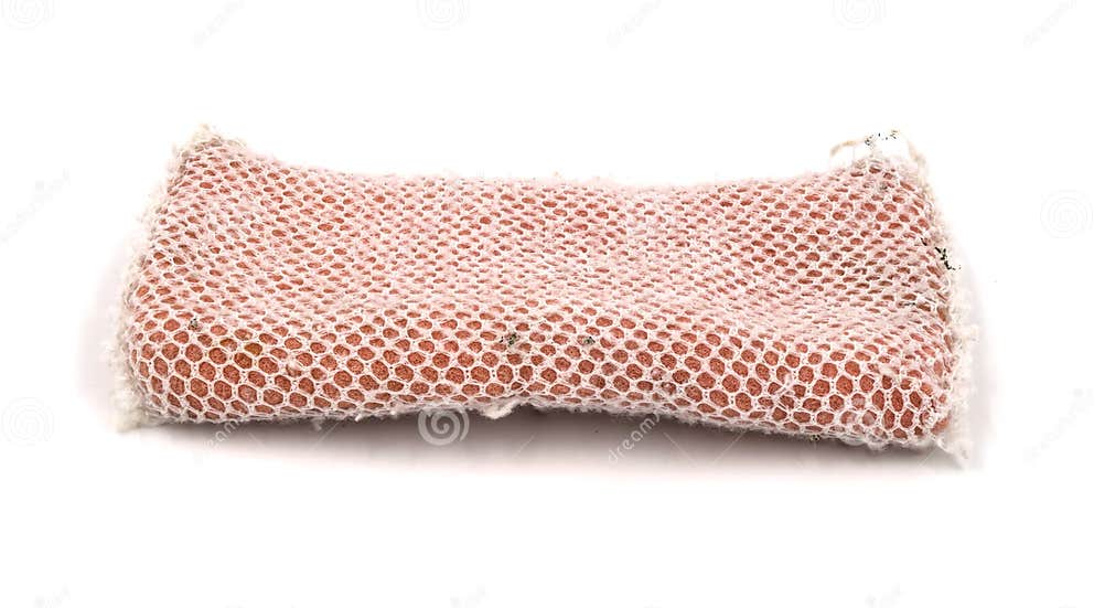 Old Kitchen Sponge on White Background. Stock Image - Image of green ...