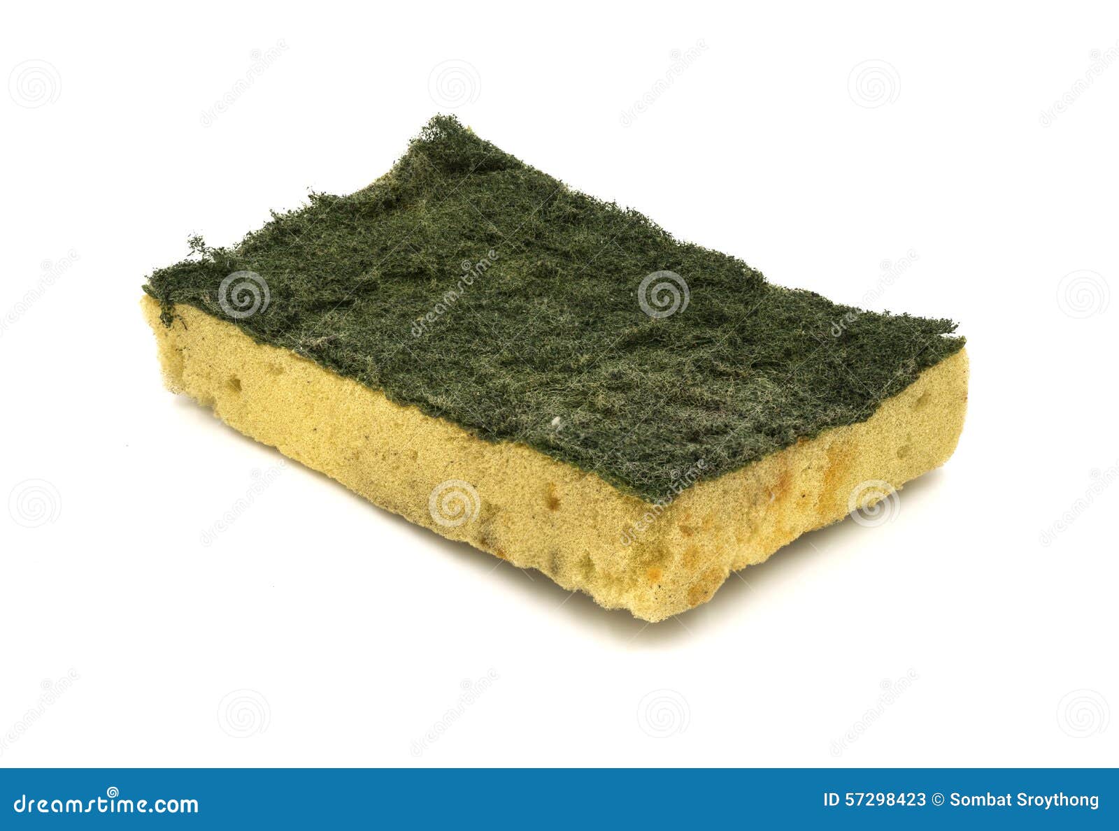 Old Kitchen Sponge on White Background. Stock Image - Image of bath ...
