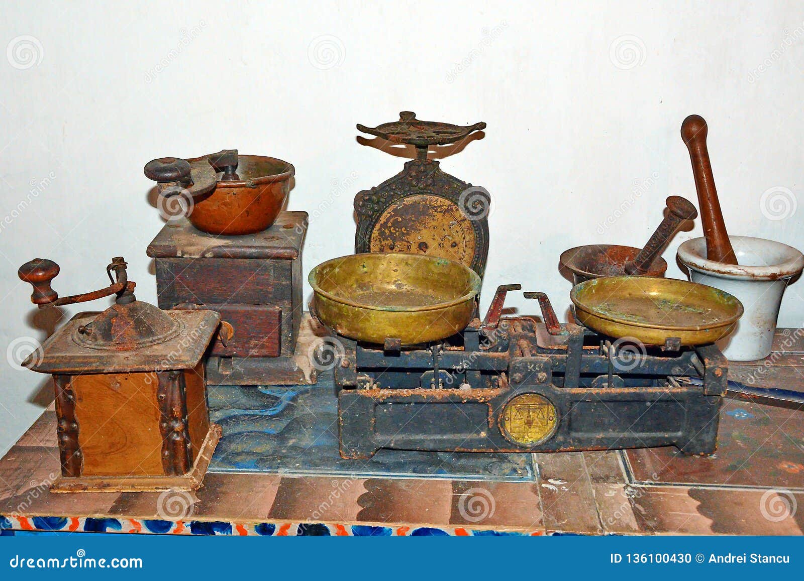 Old Kitchen Utensils stock photo. Image of kitchen, wood - 136100430