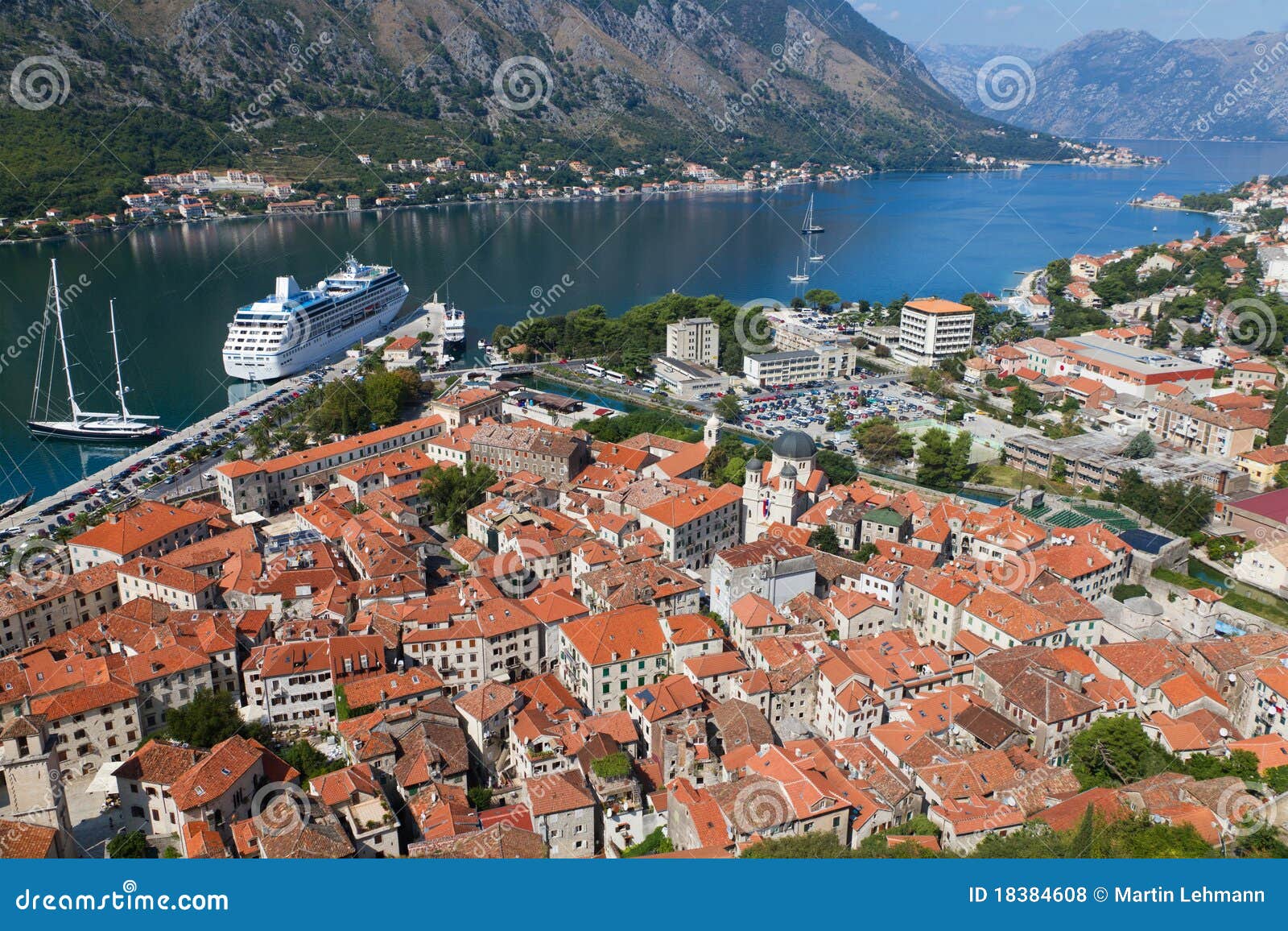 Old Kotor Town in Bay, Montenegro Stock Photo - Image of plunge, high ...