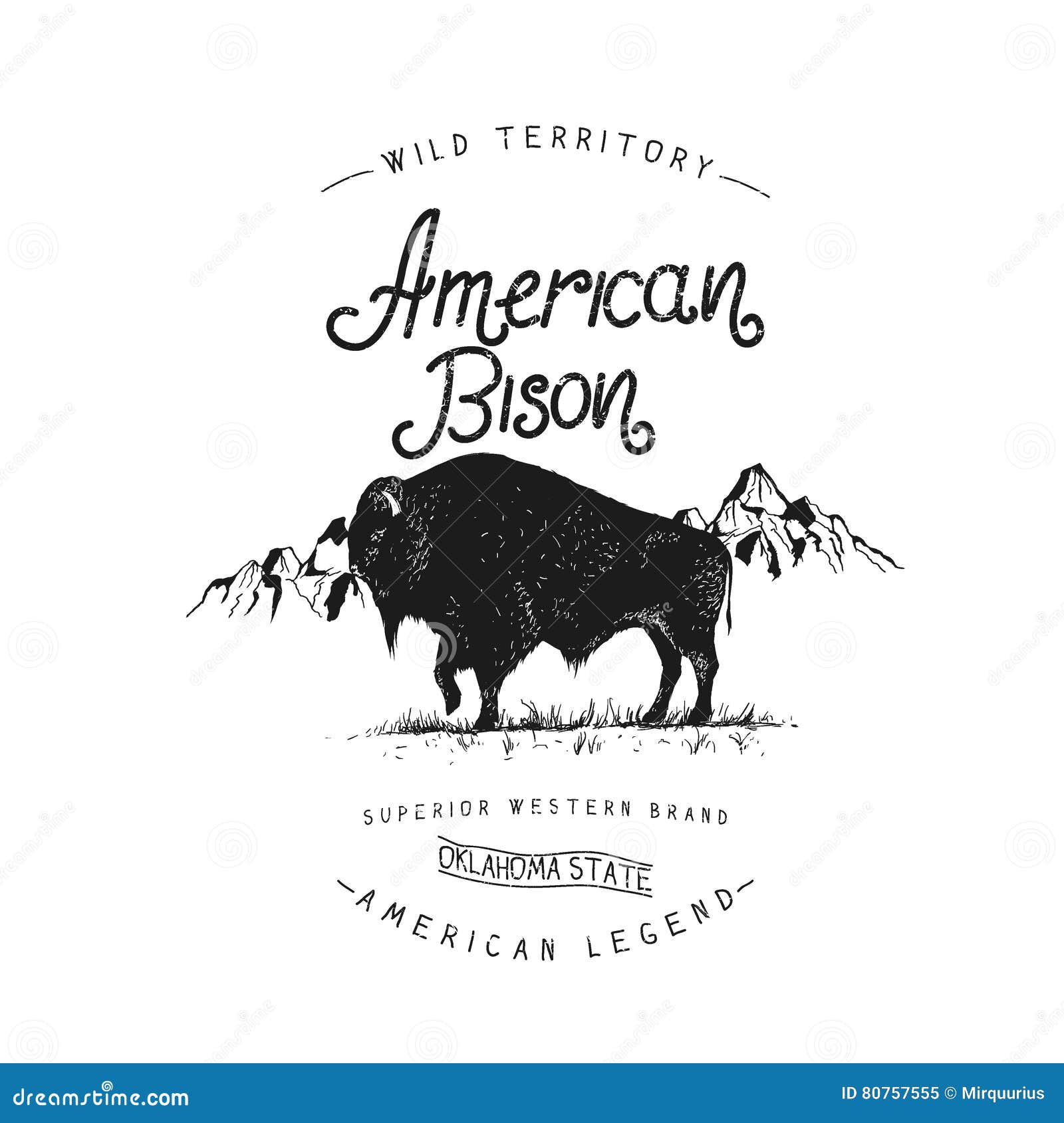 Old label with bison stock vector. Illustration of handcrafted - 80757555
