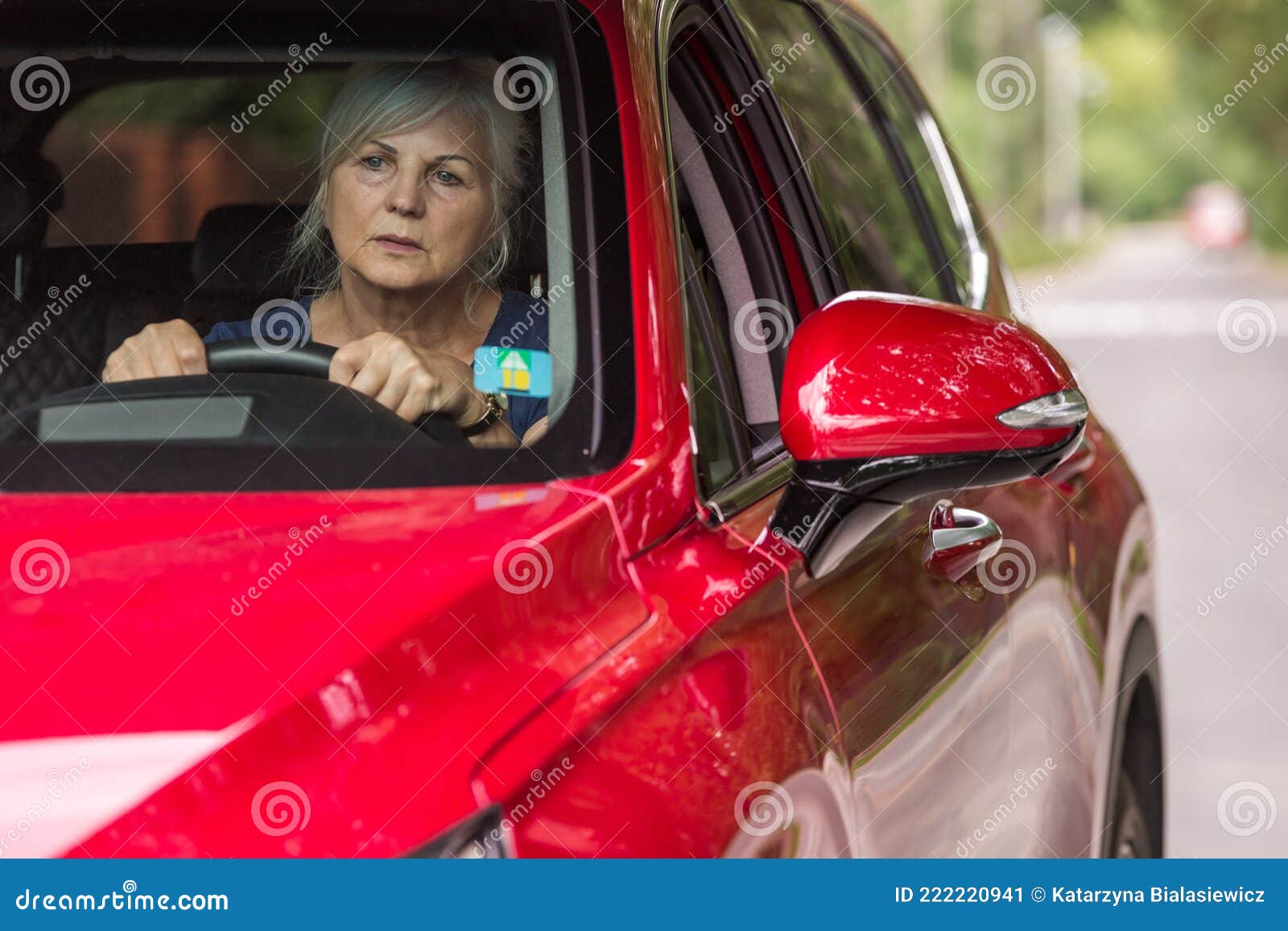 Lady Behind the Wheel of a Luxury Red Car Stock Image - Image of middle ...