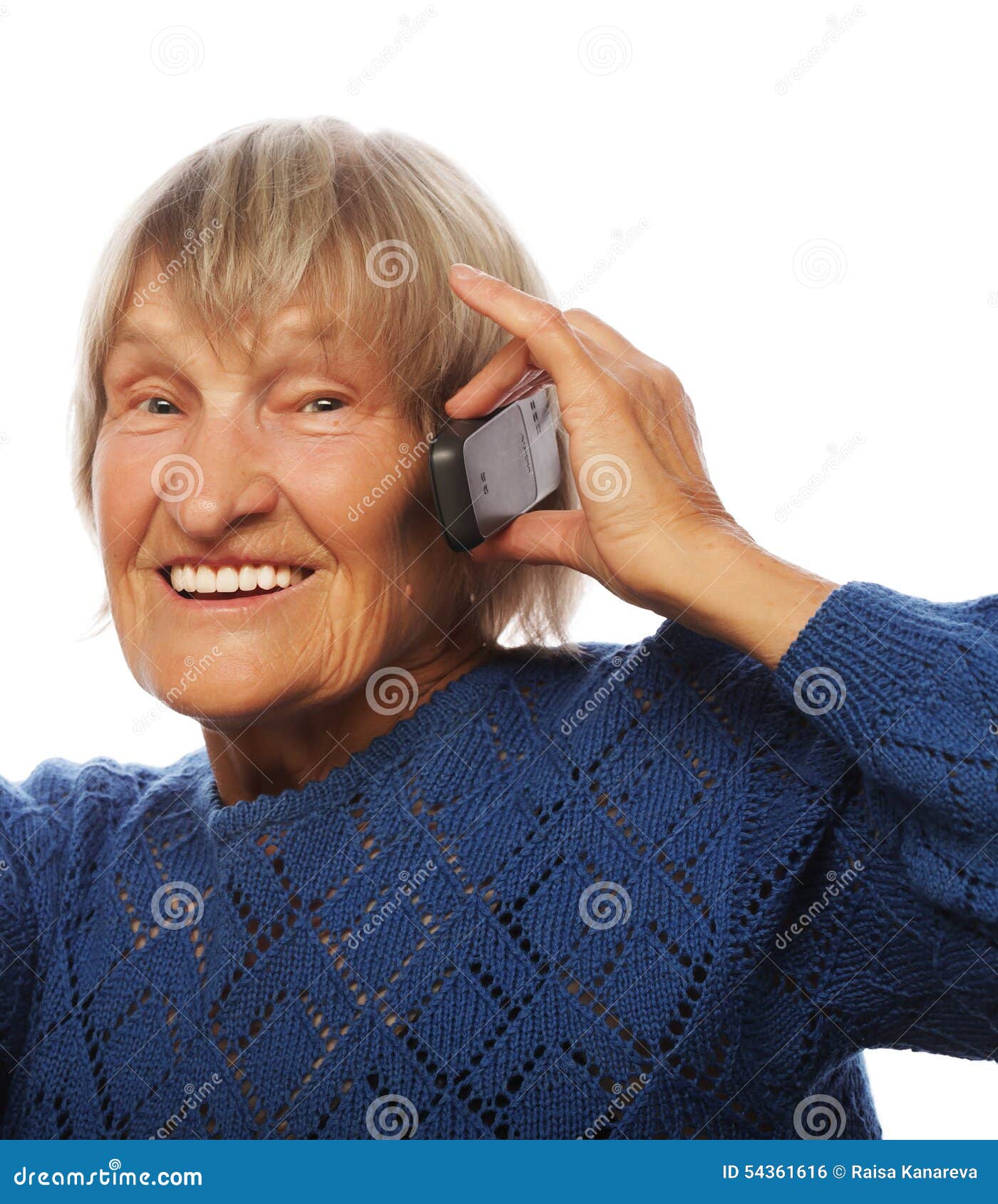 Old Lady Communicating through Mobile Phone Stock Photo - Image of ...