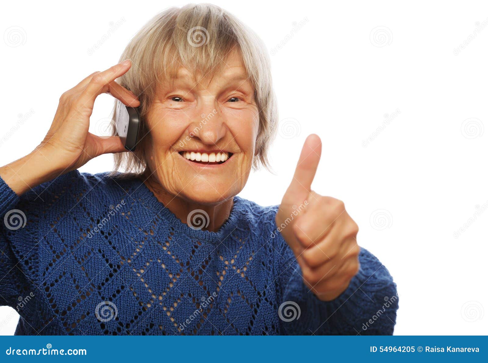 Old Lady Communicating through Mobile Phone Stock Image - Image of ...