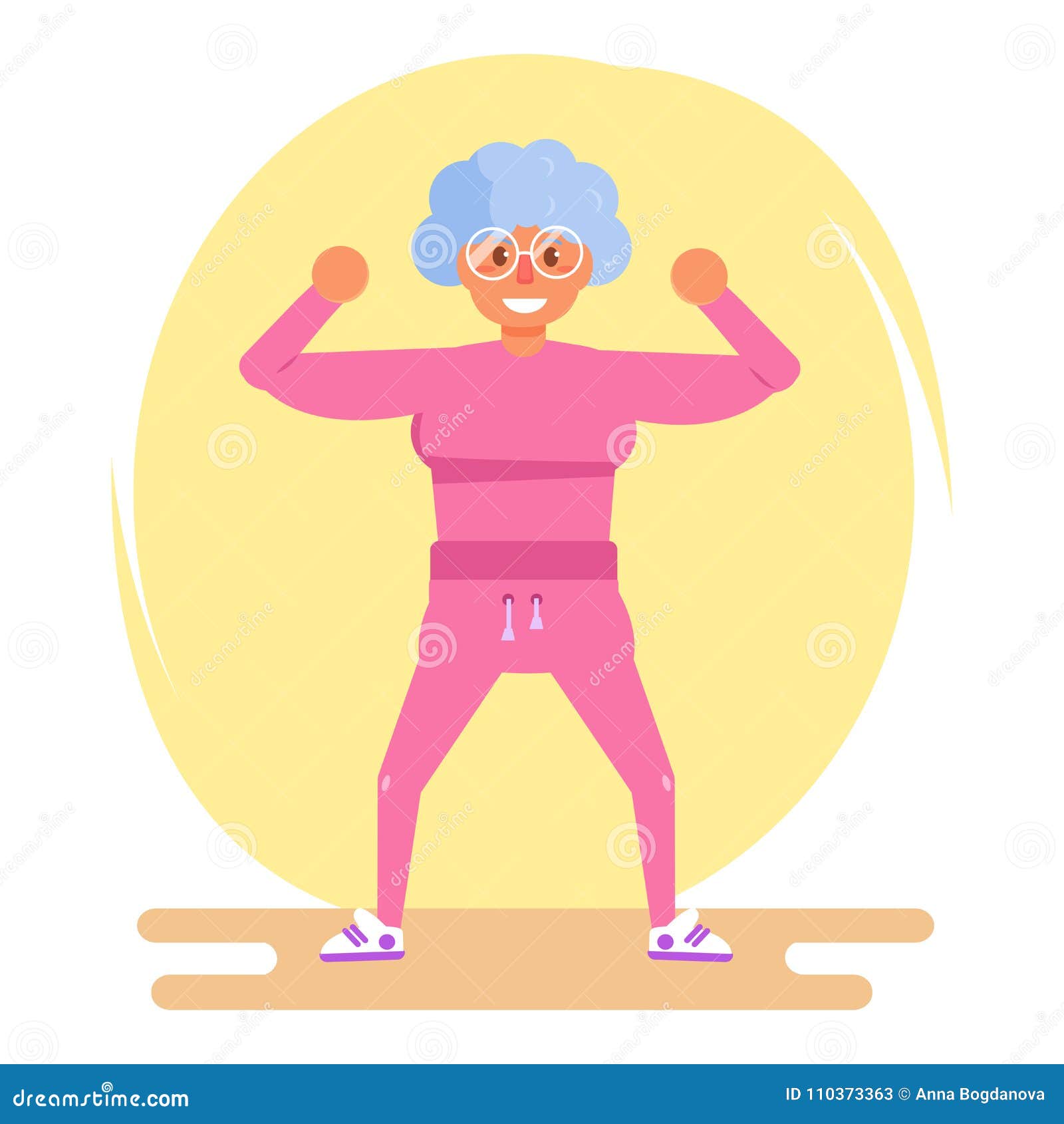 Old Lady Doing Exercises. Vector. Cartoon | CartoonDealer.com #110373363