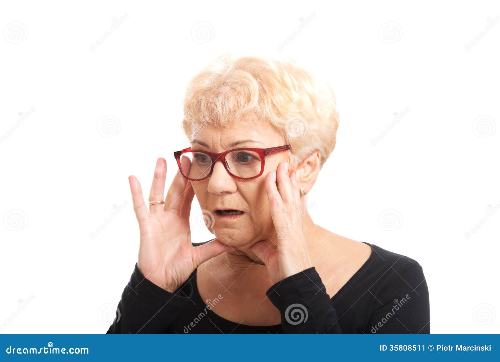 An Old Lady Expresses Shock/ Surprise. Stock Image - Image of disbelief ...