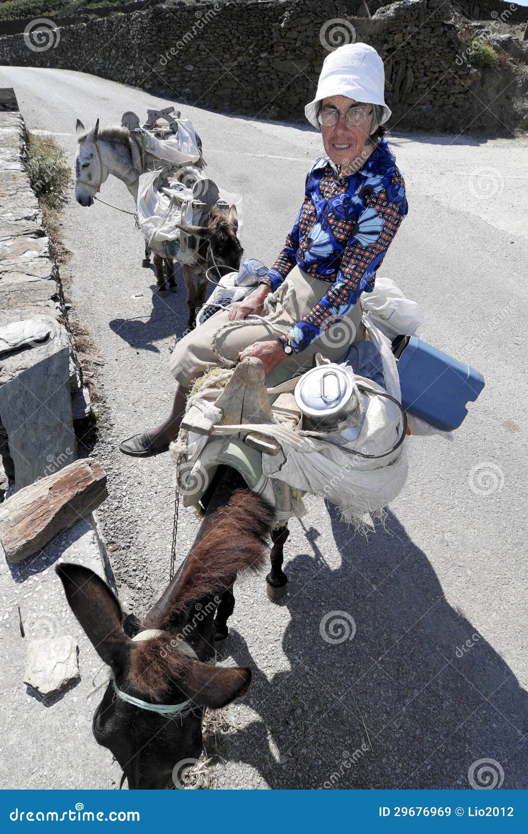 Old lady on her donkey editorial stock image. Image of person - 29676969