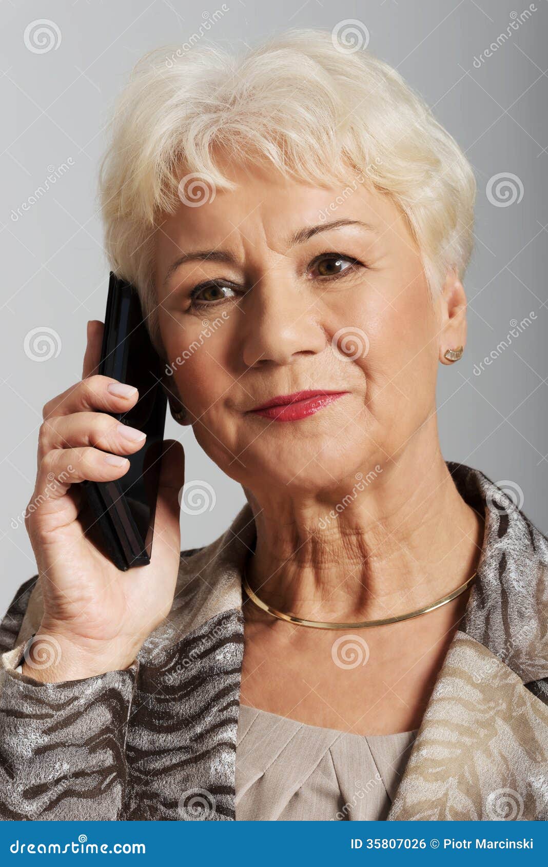 An Old Lady with Mobile Phone. Stock Photo - Image of healthy ...