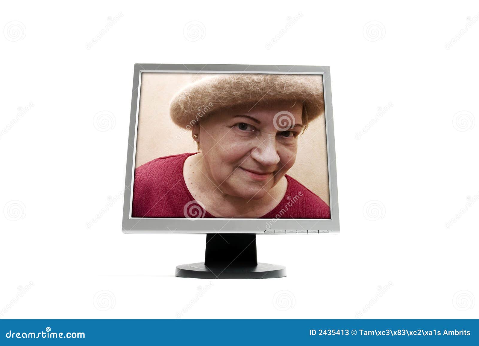 Old lady in the monitor stock image. Image of lifestyle - 2435413