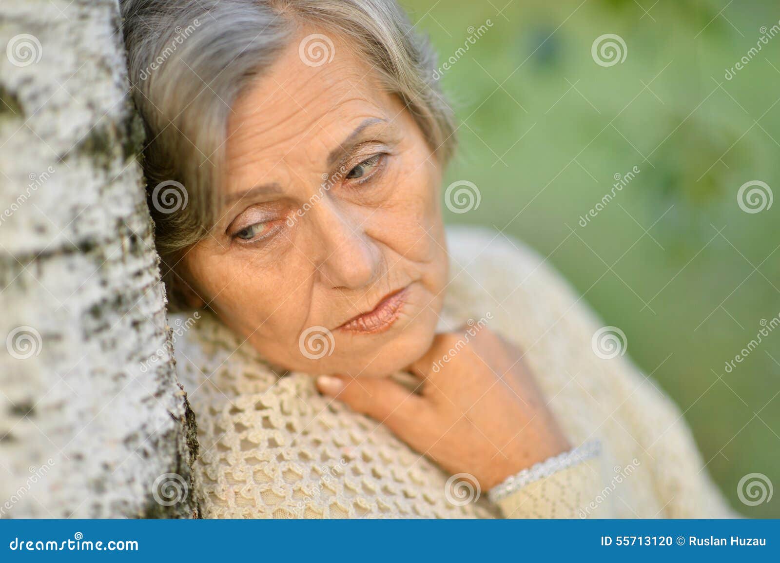 Old Lady Near the Tree stock photo. Image of expressions - 55713120