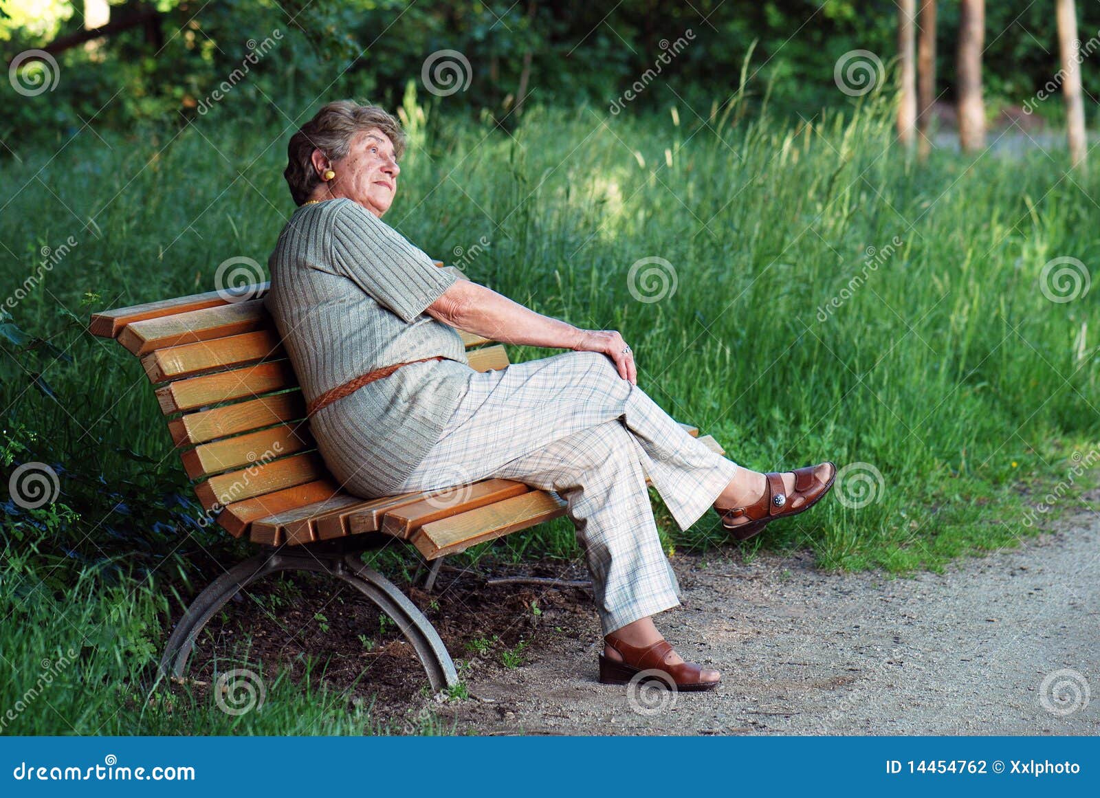 Old lady on park bench stock photo. Image of nany, grandmother - 14454762