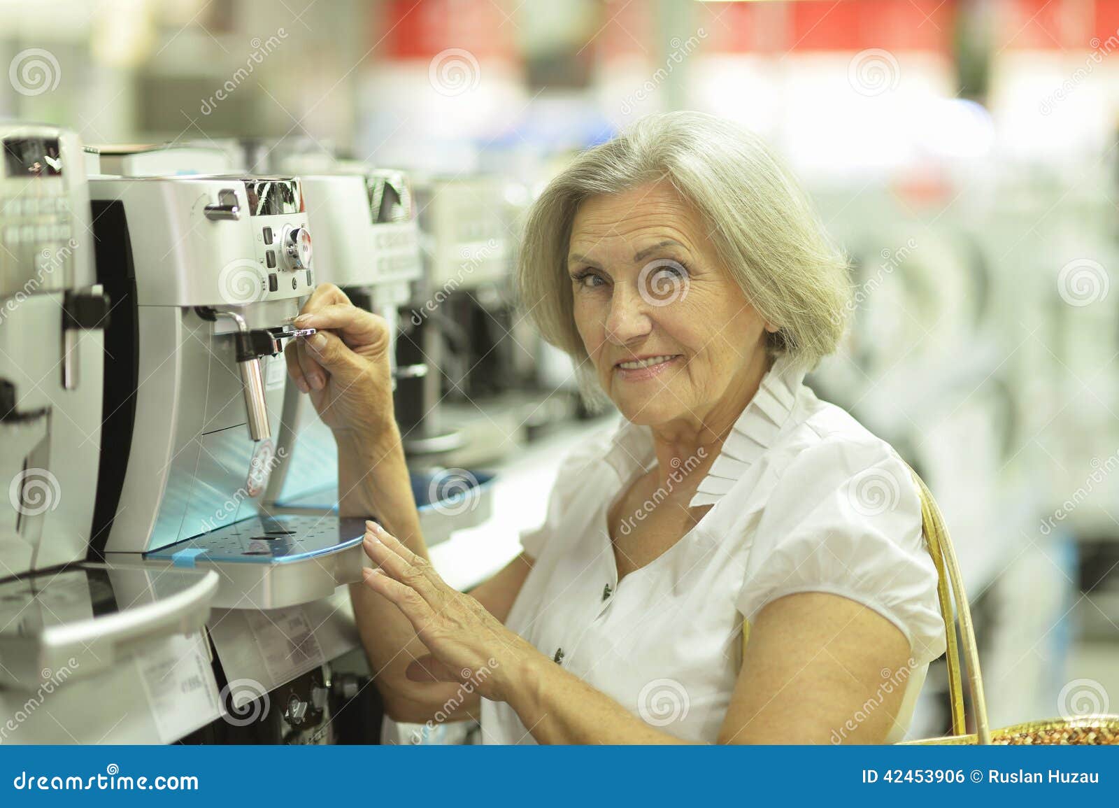 Old lady in store stock photo. Image of glad, older, looking - 42453906