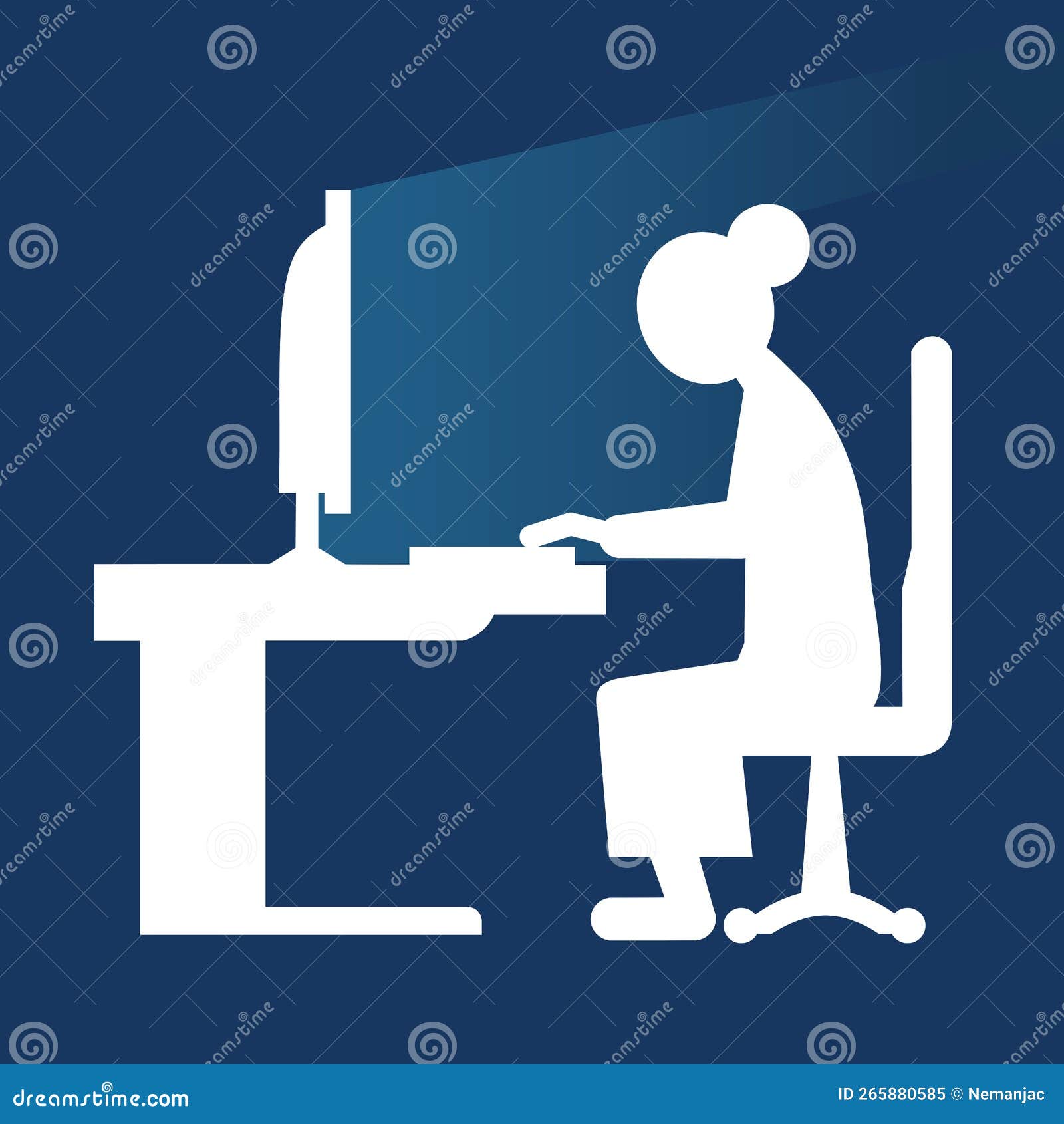 Old lady using computer stock illustration. Illustration of computer ...