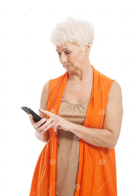 An Old Lady Using Mobile Phone. Stock Photo - Image of grandmother ...