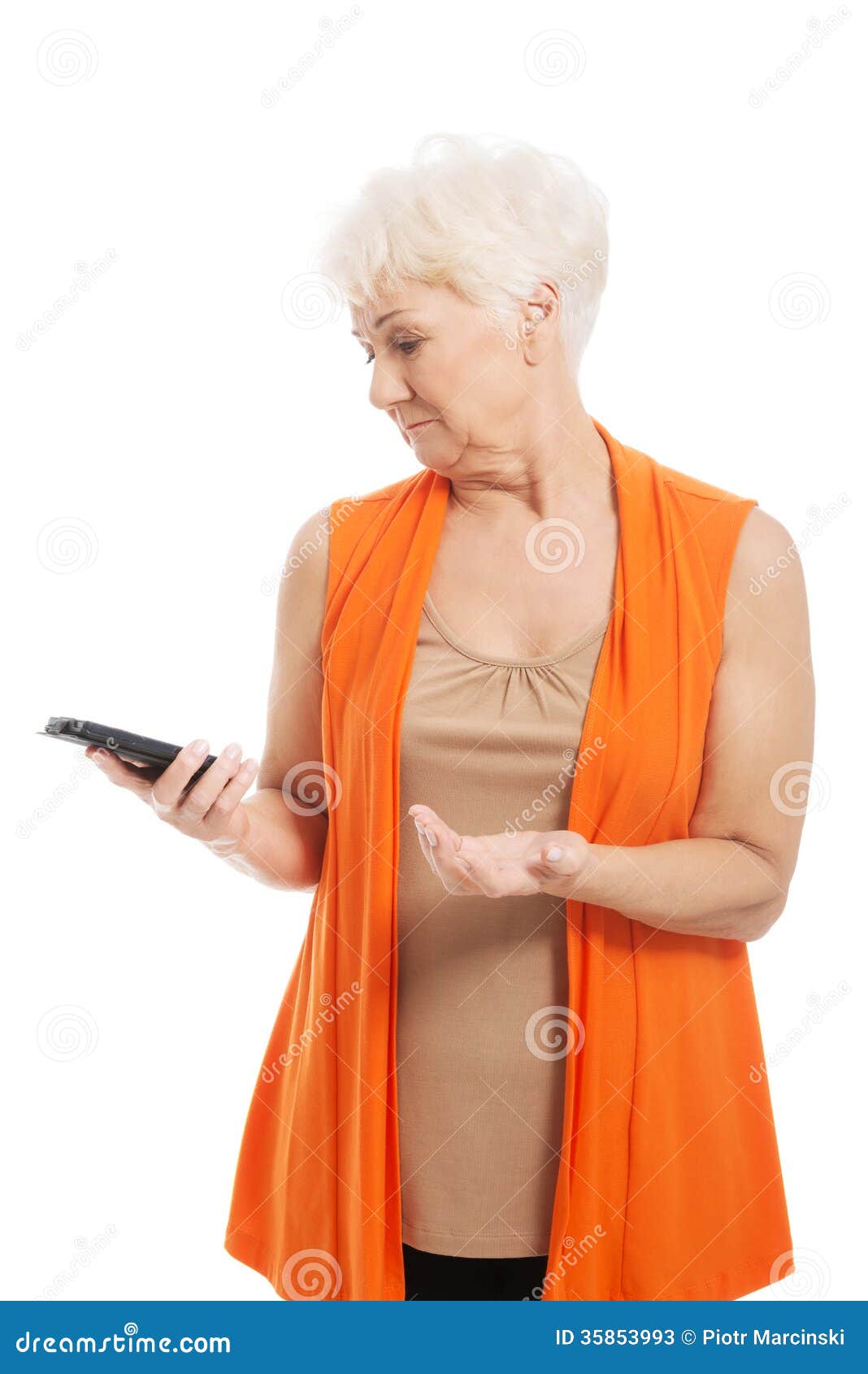 An Old Lady Using Mobile Phone. Stock Image - Image of mobile, chatting ...