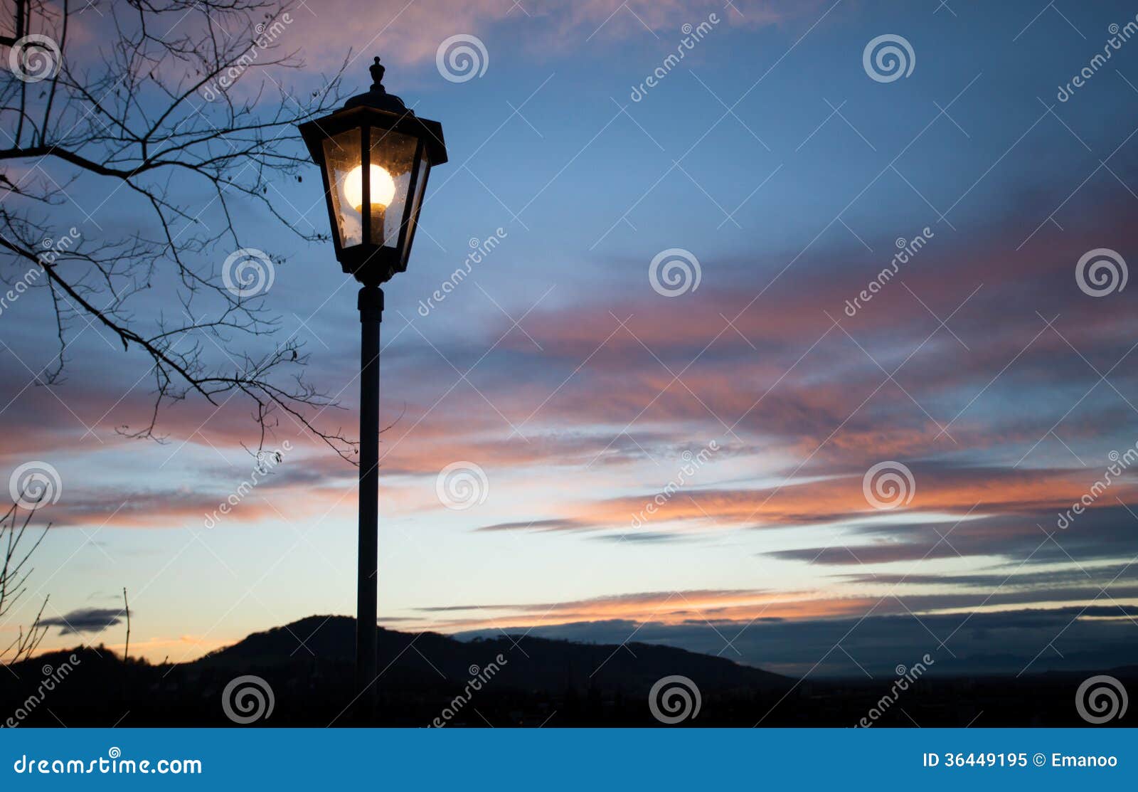 Old Lamp Post in Sunset Sky Stock Image - Image of color, object: 36449195