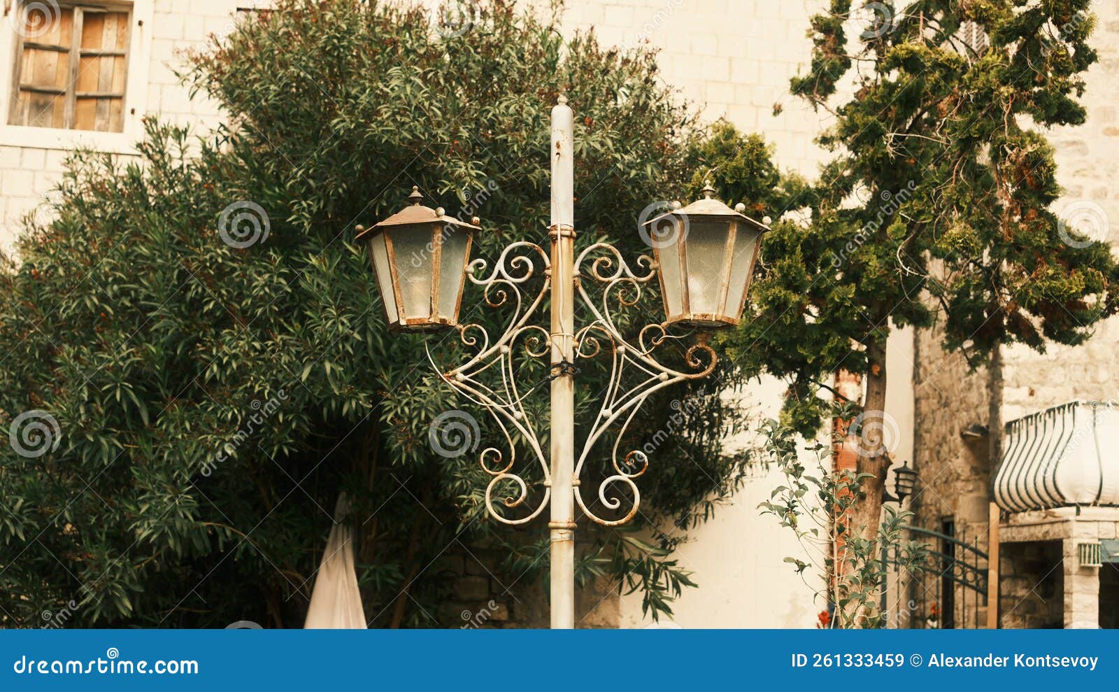 Old Lantern in a Closed Summer Cafe Stock Image - Image of electricity ...