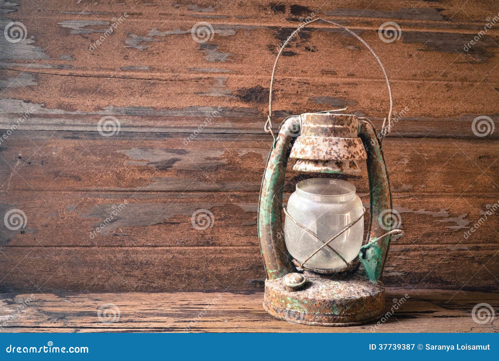 Old Lantern Vintage on the Wooden Stock Image - Image of aged, antique ...