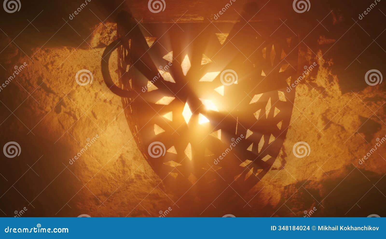 Old Lantern with Warm Light Rays in of Old Castle Stock Photo - Image ...