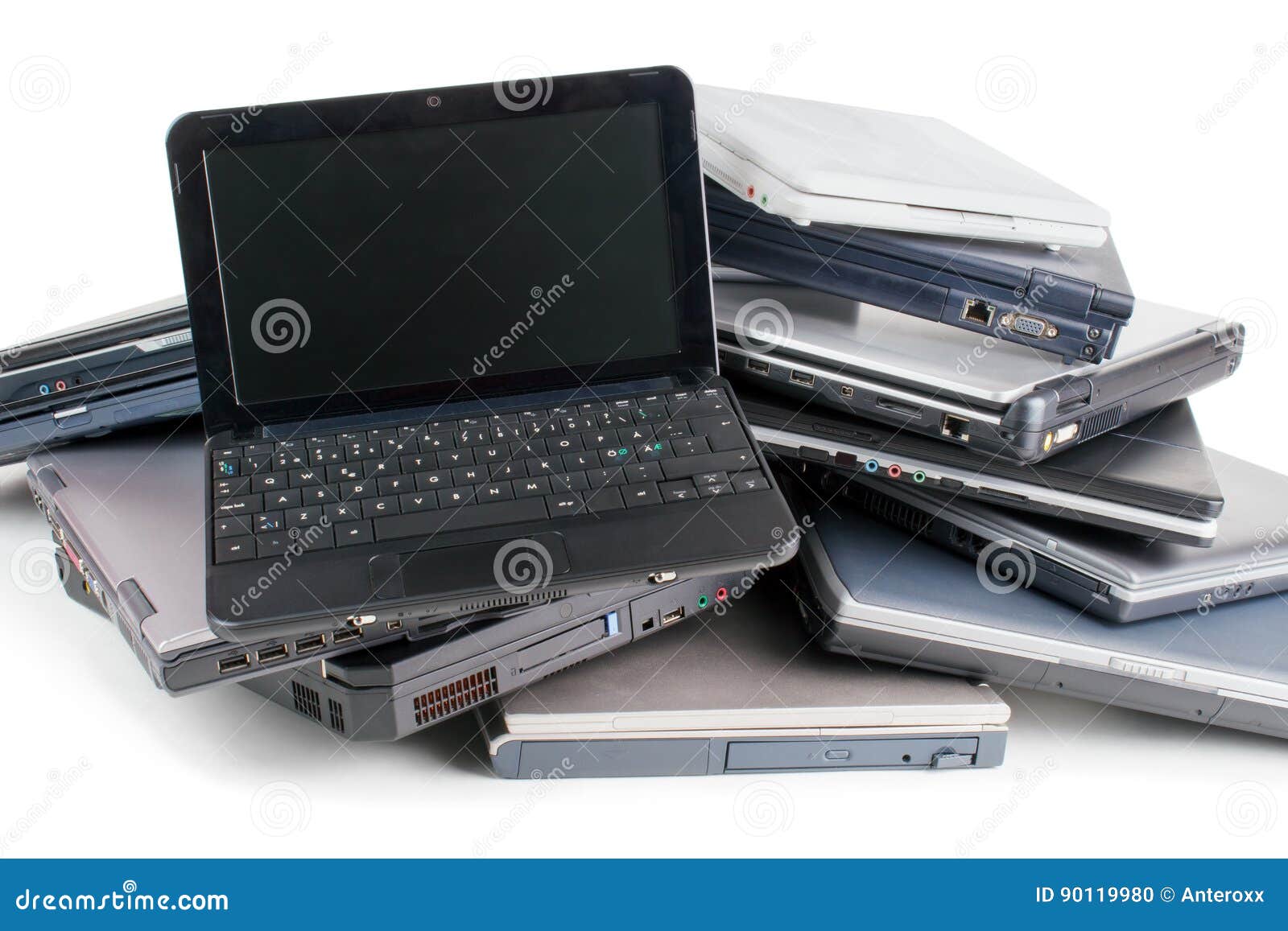 Old laptops stock photo. Image of stack, network, group - 90119980