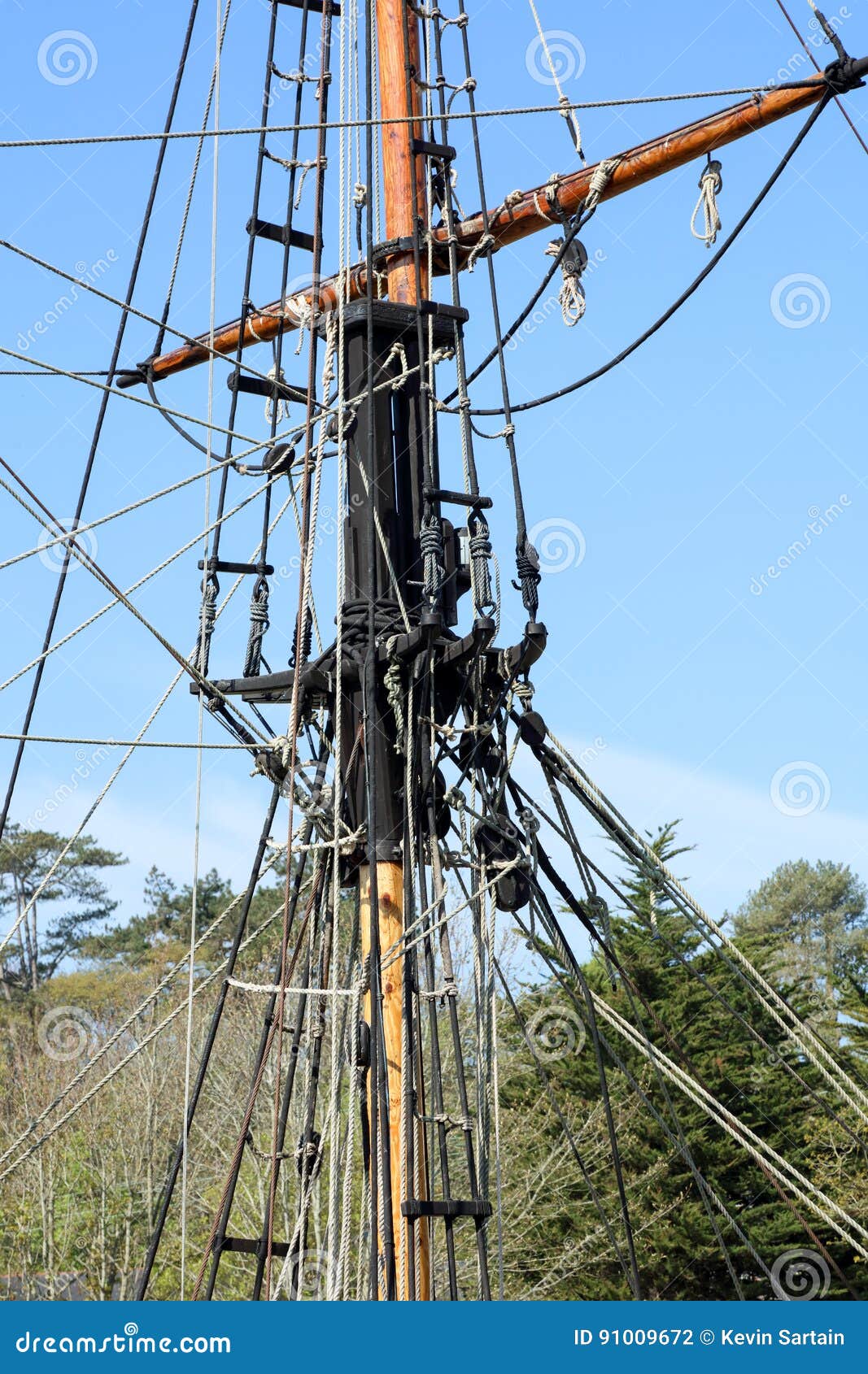 Old Large Sailing Ship Rigging and Mast Stock Photo - Image of outside ...