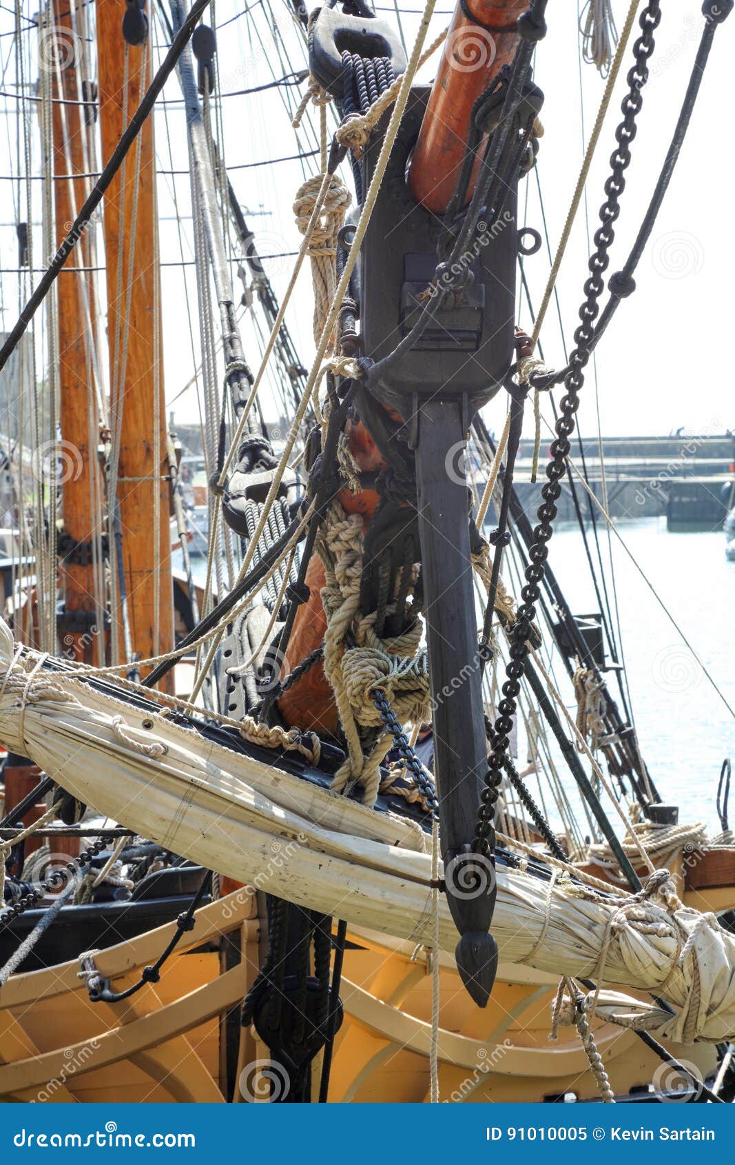 Old Large Sailing Ship Rigging and Mast Stock Image - Image of large ...