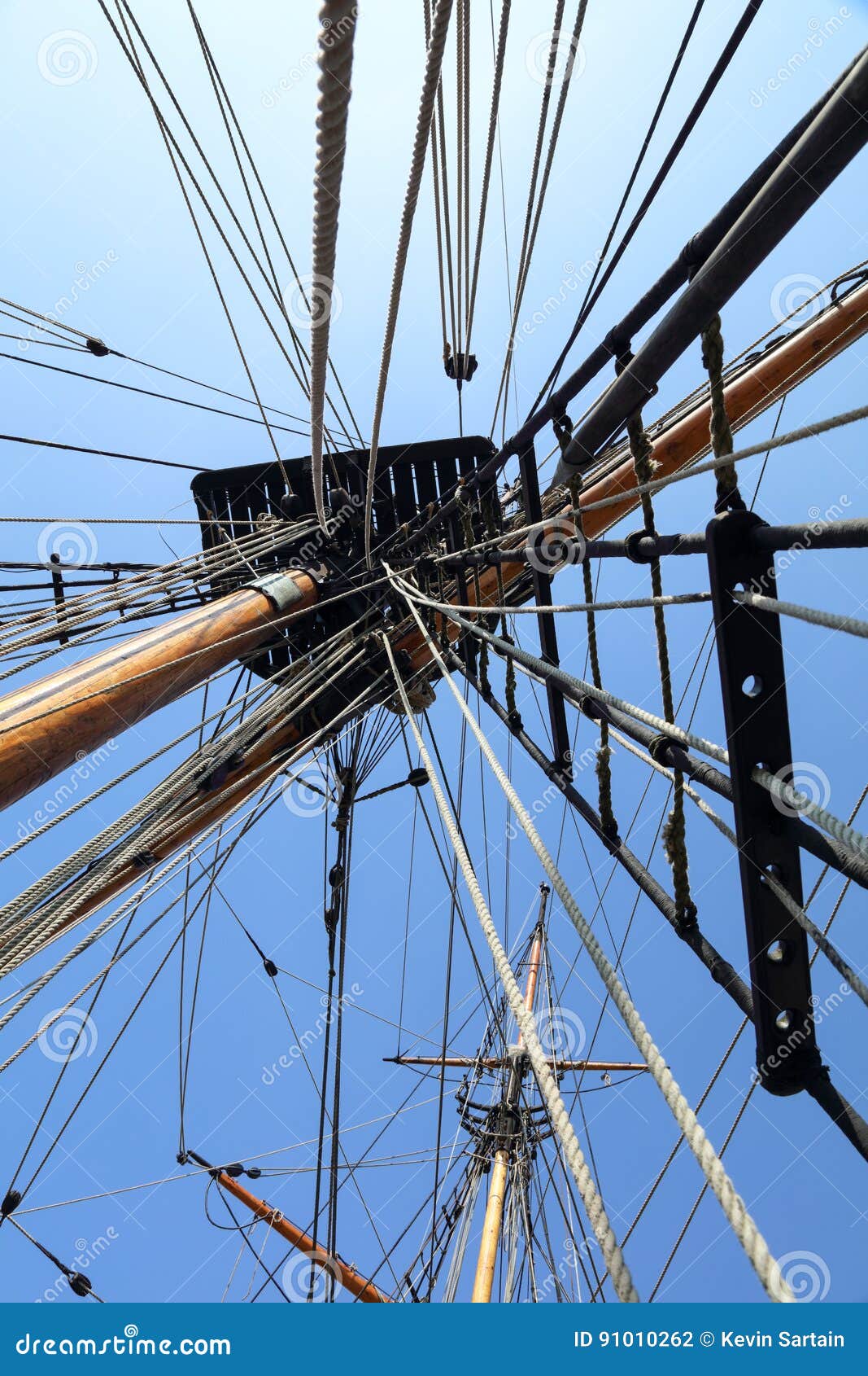Old Large Sailing Ship Rigging and Mast Stock Photo - Image of cornish ...