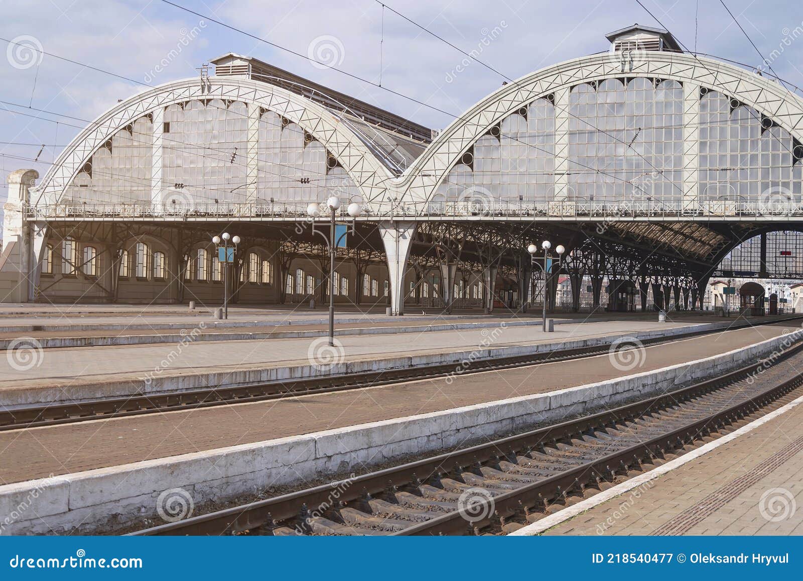 Old, Large Train Station Railway Station without People and Trains ...