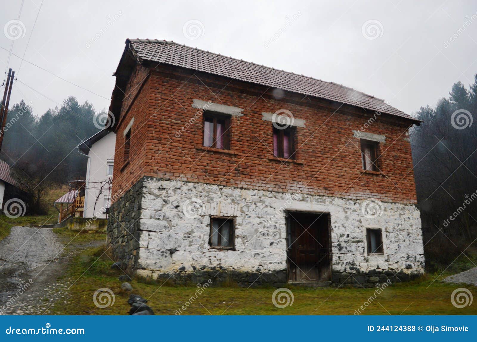 Old Large Unpainted Brick House Stock Photo - Image of plant, unpainted ...