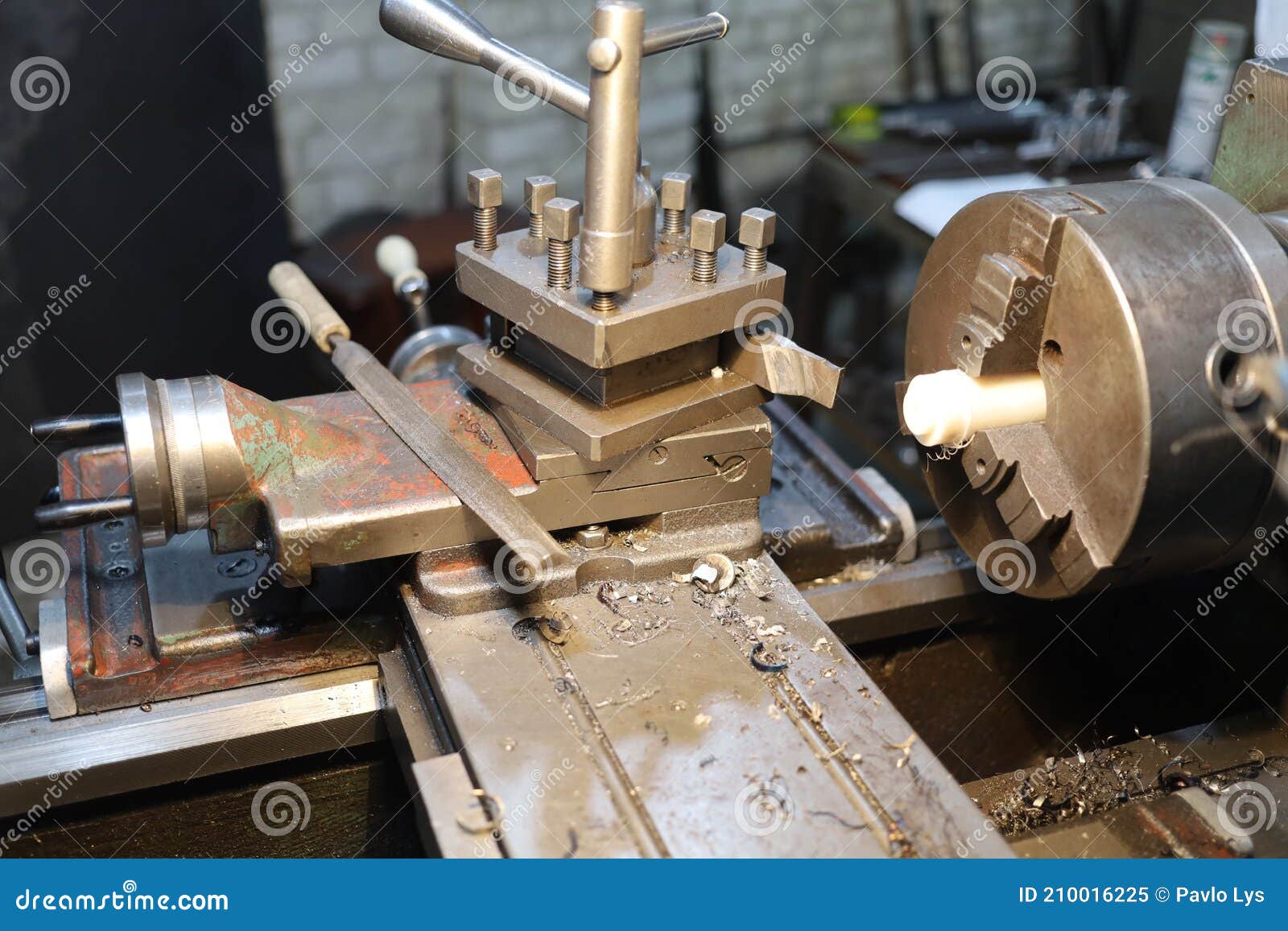 Old Lathe Machine Close-up of a Turner`s Workplace Stock Image - Image ...