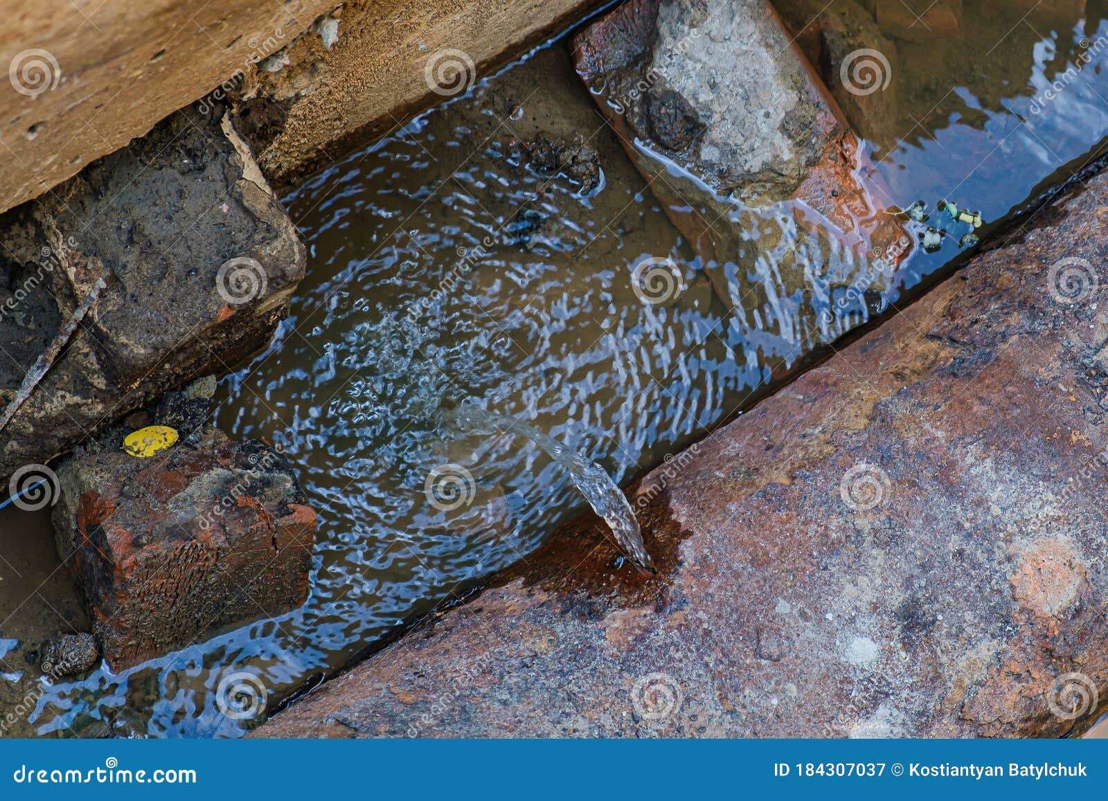 Old Leaky Pipes in the Pit. Preparation for Pipe Replacement Stock ...