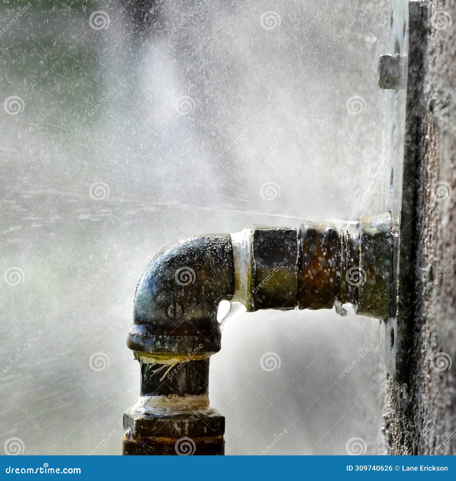 Old Leaky Pipes Squirting Water Leak Spray Stock Photo - Image of ...