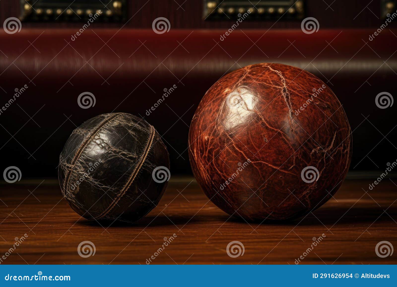 An Old Leather Ball beside a New Synthetic One Stock Photo - Image of ...