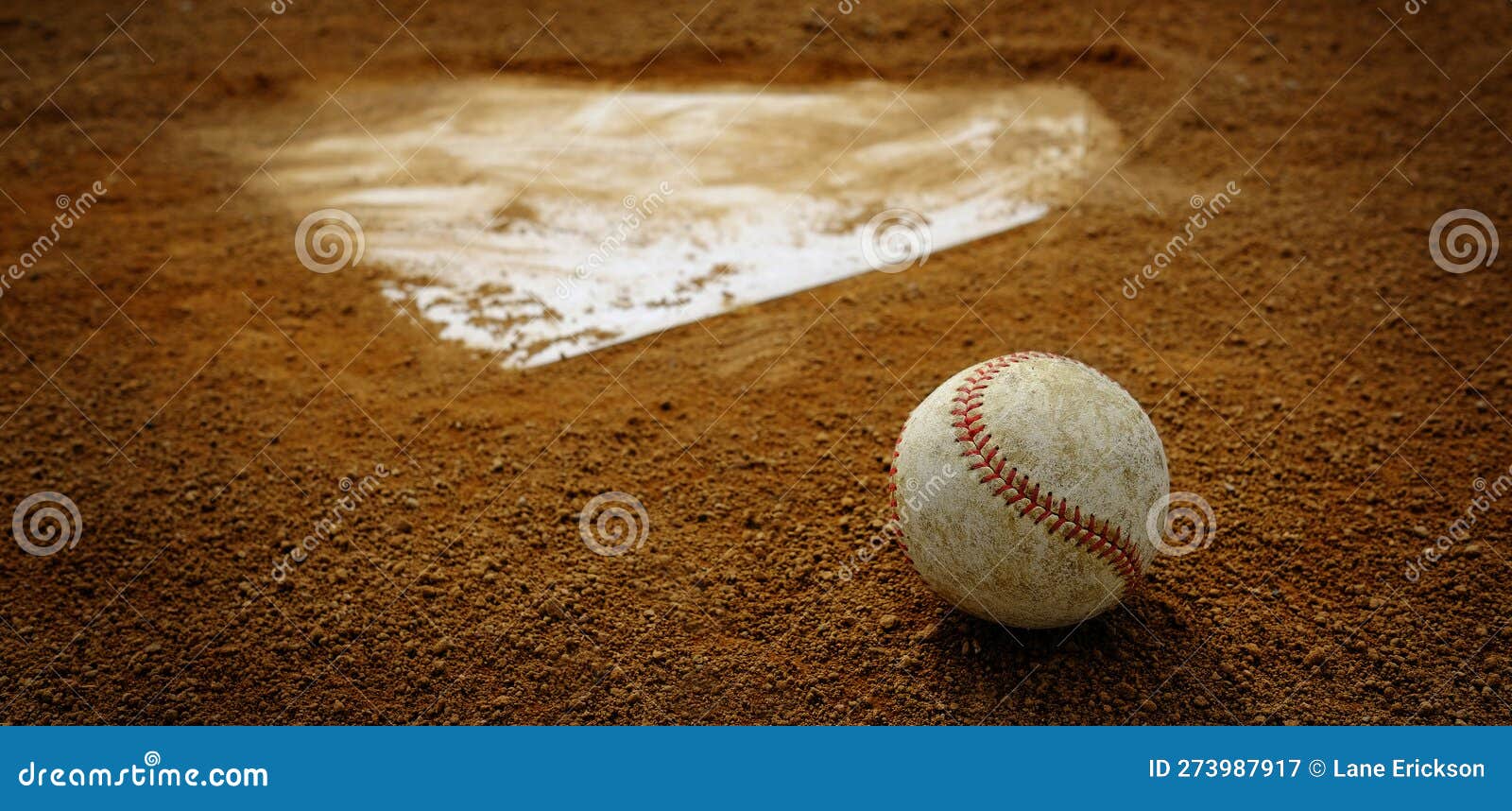 Old Leather Baseball on Field by Home Plate or Base Stock Image - Image ...