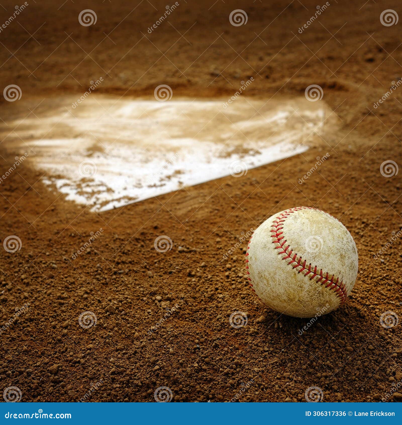 Old Leather Baseball on Field by Home Plate or Base Stock Photo - Image ...