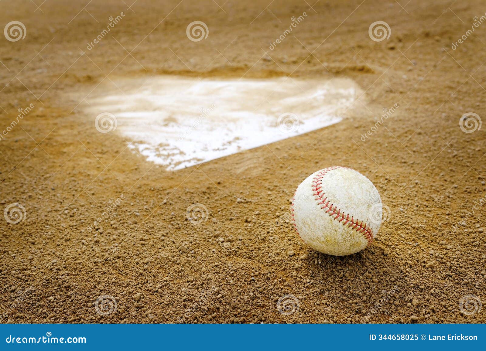 Old Leather Baseball on Field by Home Plate or Base Stock Image - Image ...