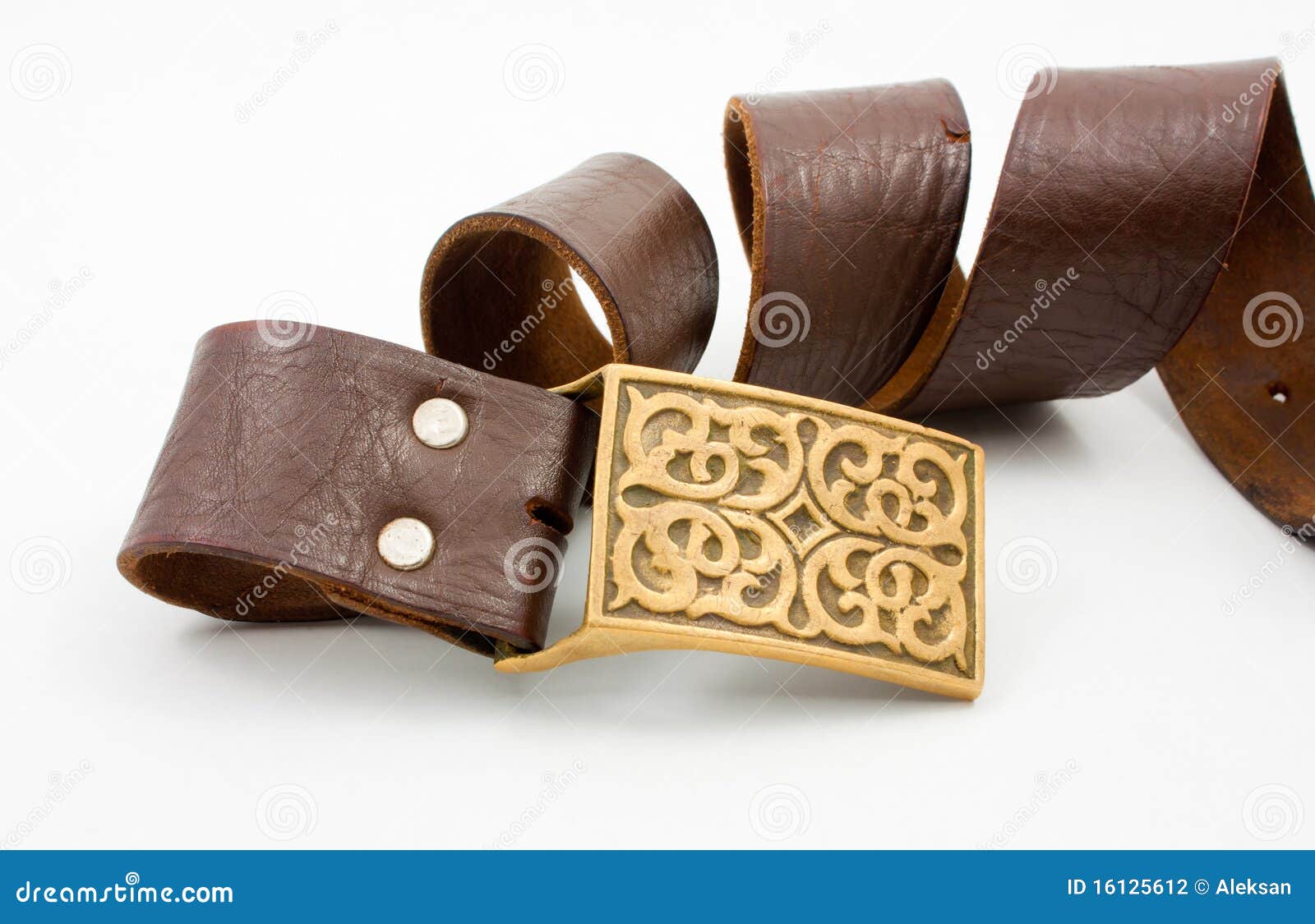 Old leather belt stock photo. Image of gold, metal, retro - 16125612
