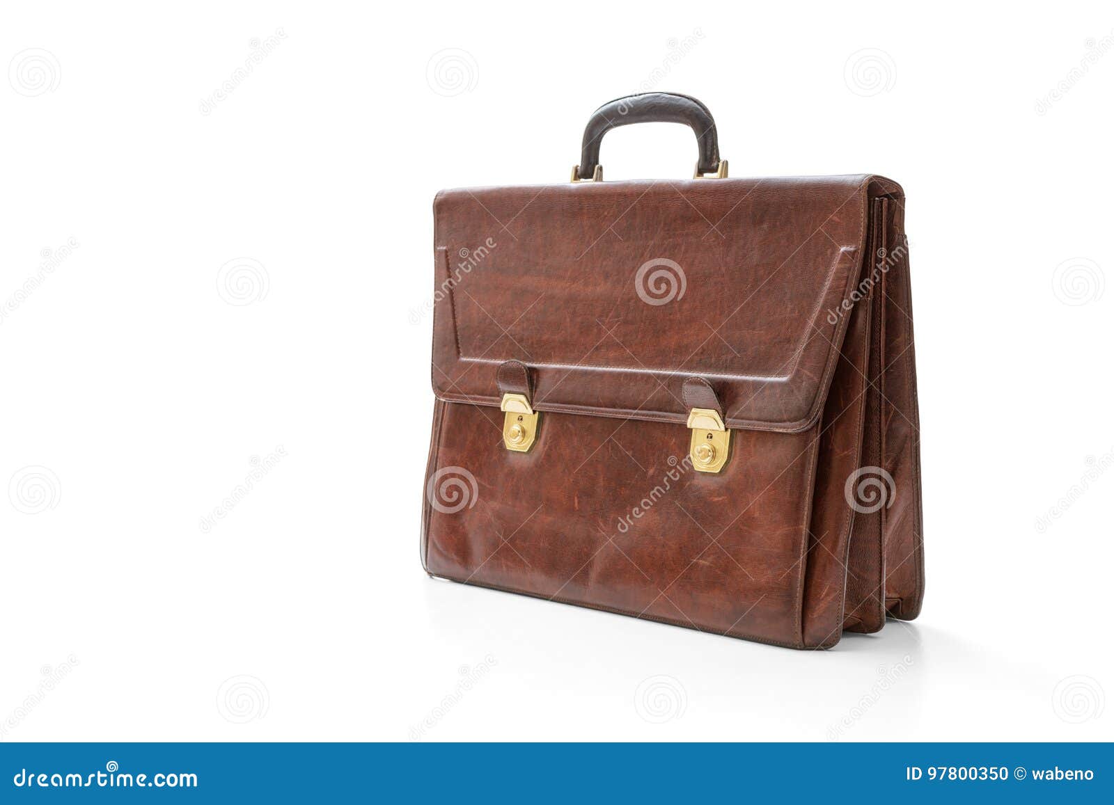Old leather briefcase stock photo. Image of isolated - 97800350