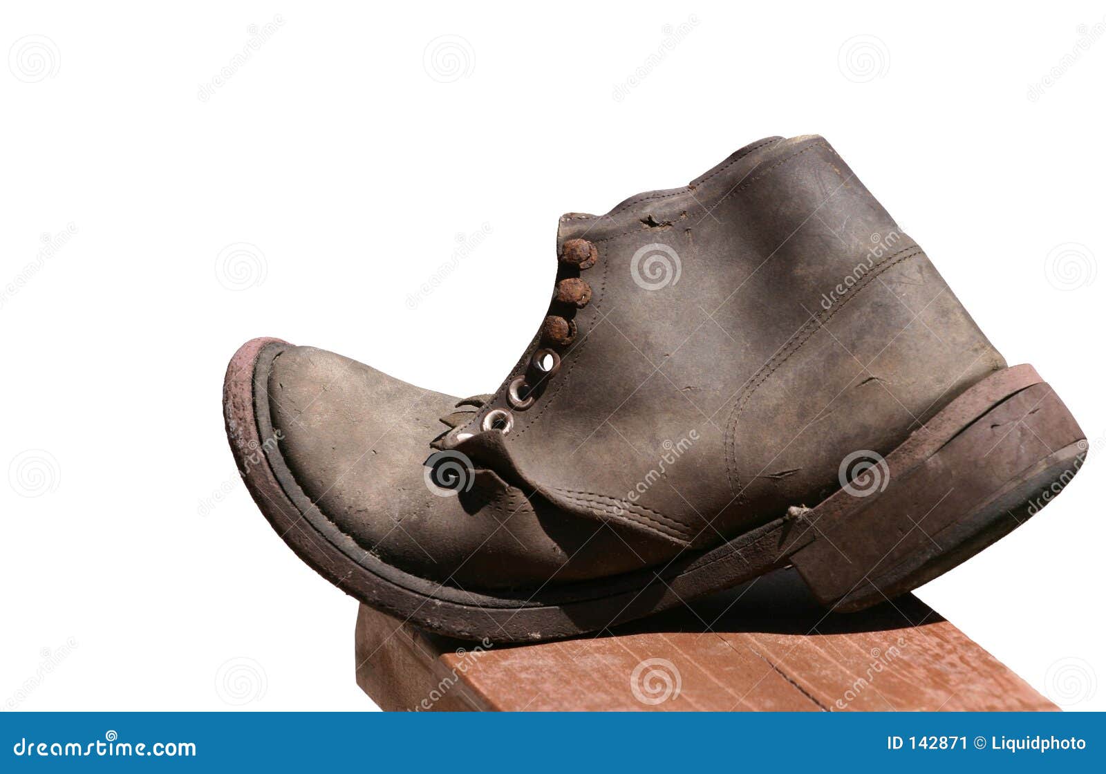 Old Leather Shoe Isolated stock image. Image of thrashed - 142871