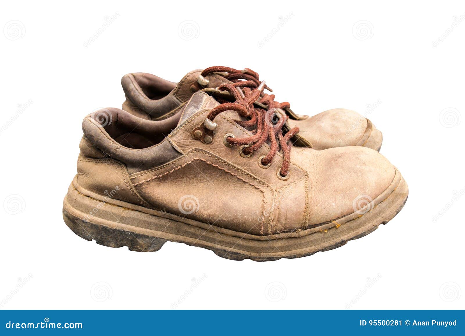 Old Leather Shoes Isolate on White Background Stock Image - Image of ...