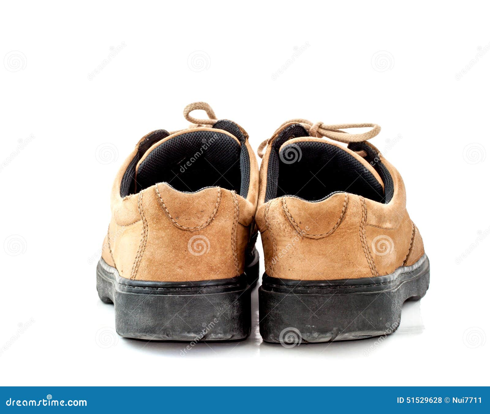 Old Leather Shoes on White Background Stock Photo - Image of backview ...