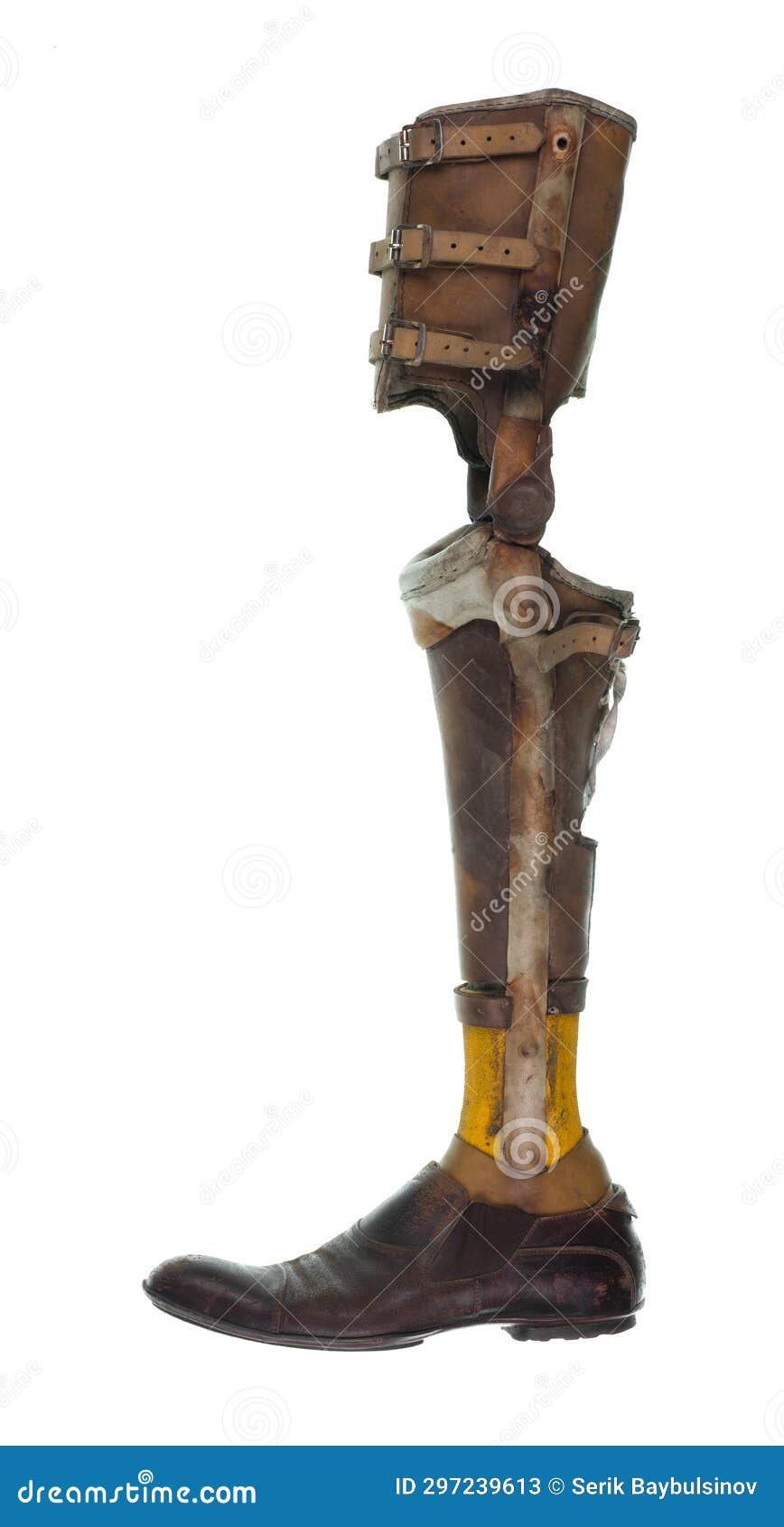 Old Leg Prosthesis Isolated on White Stock Image - Image of amputation ...