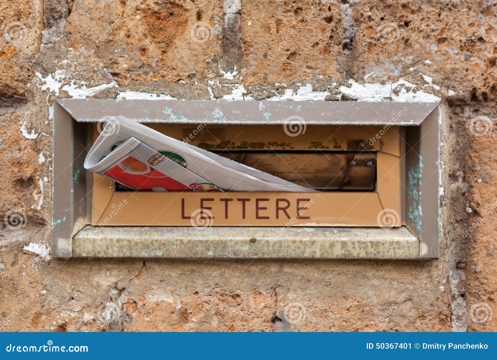 Old Letter Slot with Newspaper Closeup. Stock Image - Image of ...
