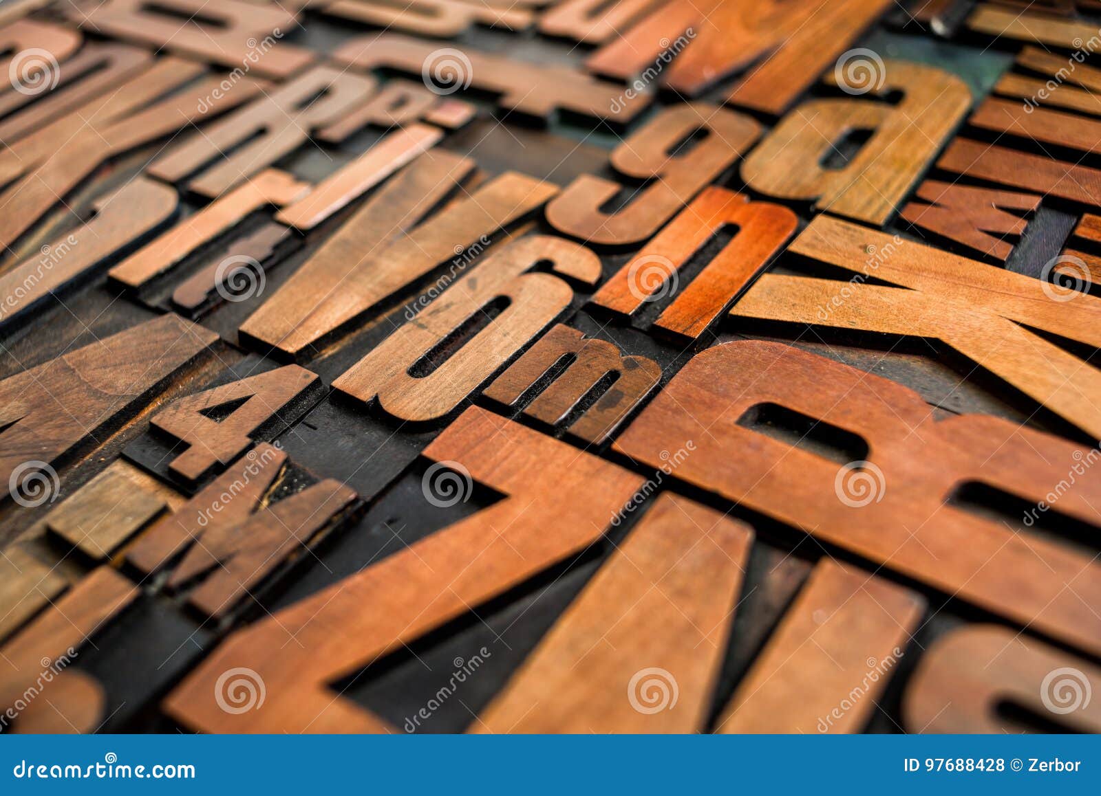 Old Letterpress Wood Type Printing Blocks Stock Photo - Image of ...