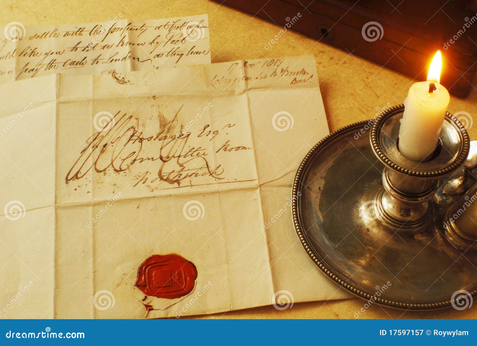 Old Letters and Candle, Elegant Handwriting Stock Image - Image of ...