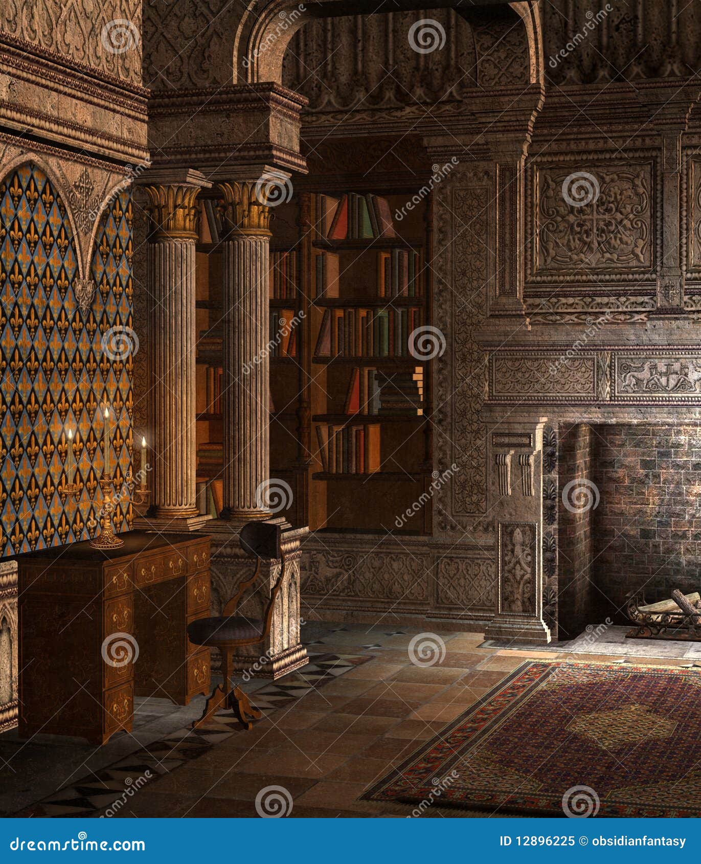 Old library stock illustration. Illustration of background - 12896225